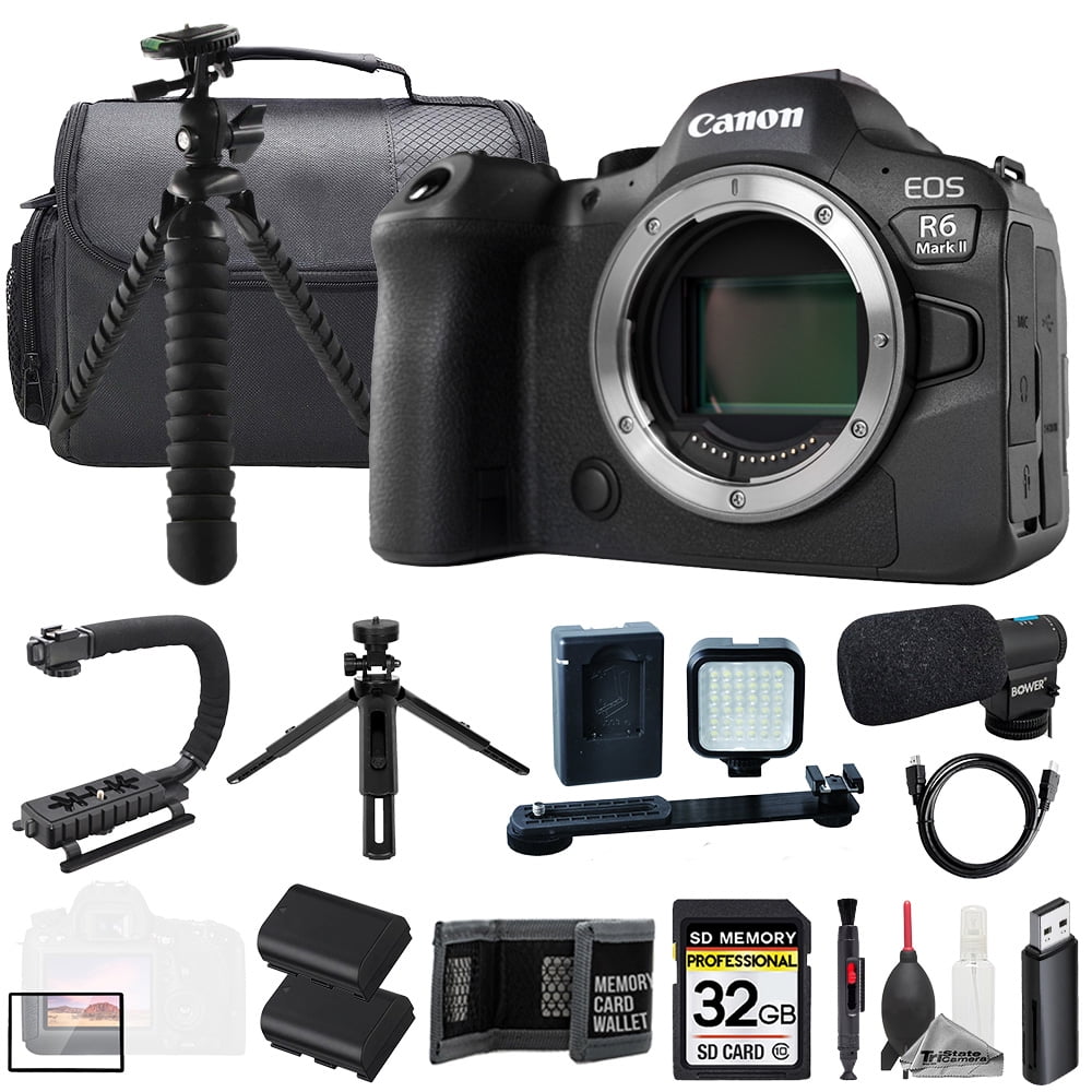 Canon EOS R6 II (Body) + Mic + 32GB + Extra Battery+ LED Flash ...