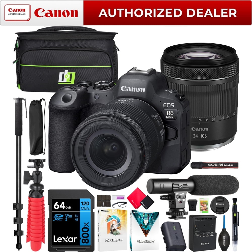 Canon EOS R6 Mark II Mirrorless Camera with RF 24-105mm Lens, Deco Gear ...