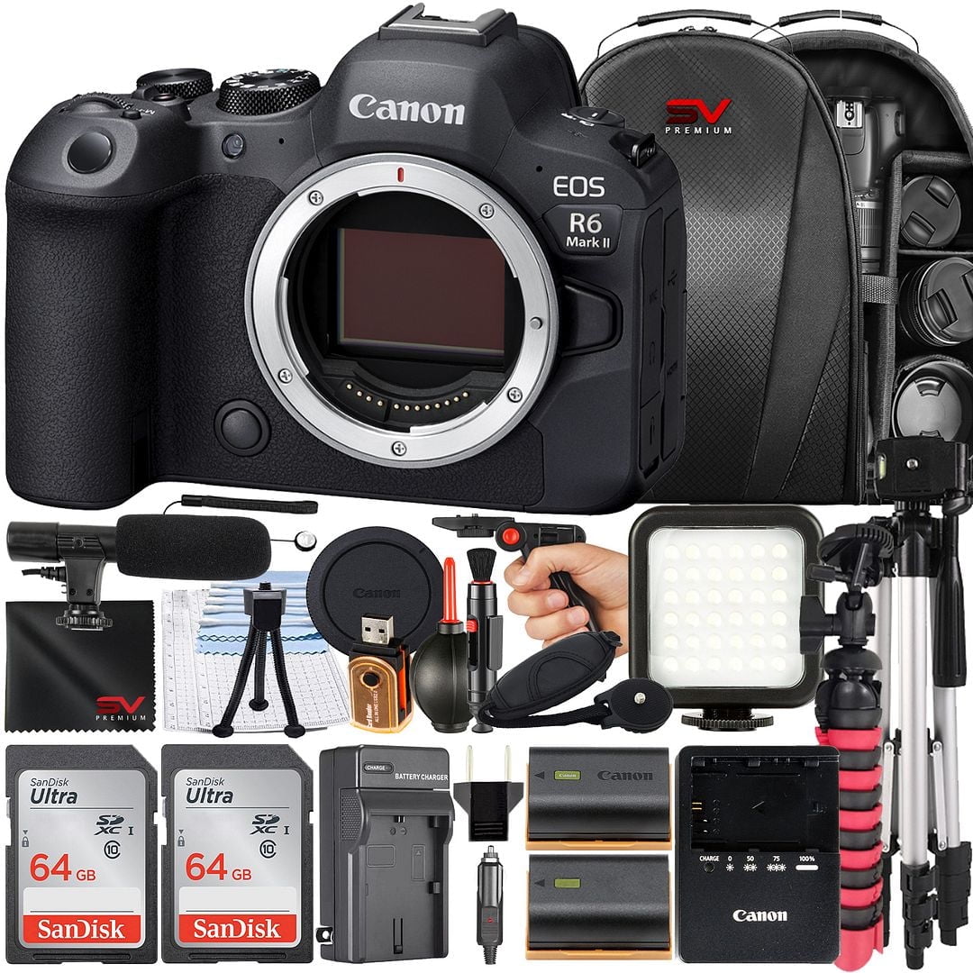 Canon EOS R6 Mark II Mirrorless Camera (Body Only) with 2 Pack SanDisk ...