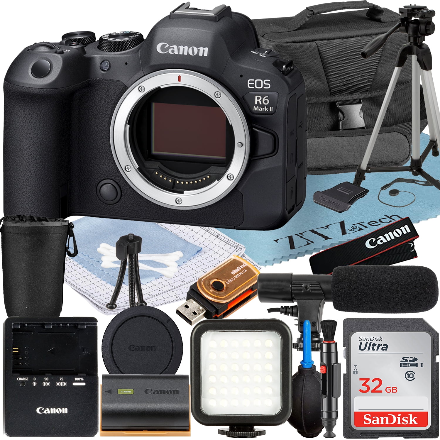 Canon EOS R6 Mark II Mirrorless Camera (Body) with SanDisk 32GB Memory ...