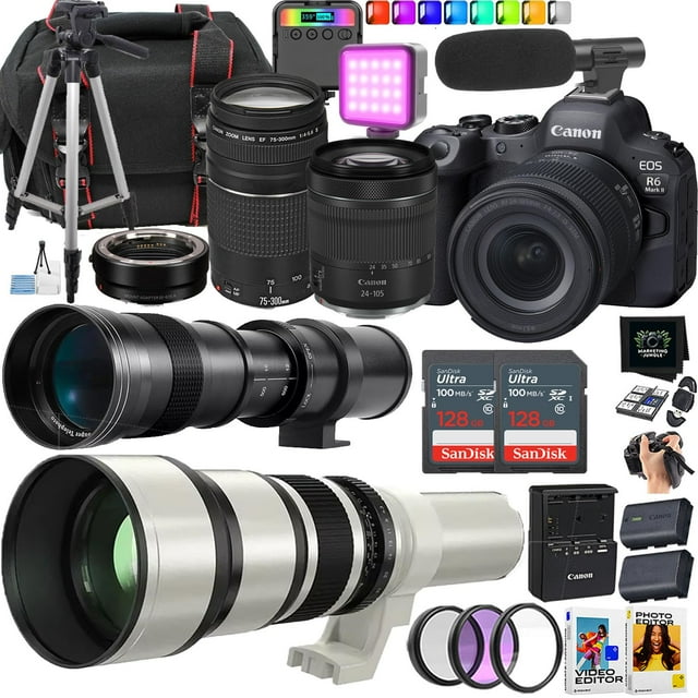 Canon EOS R6 Mark II Mirrorless Camera + Canon RF 24-105mm STM and EF ...