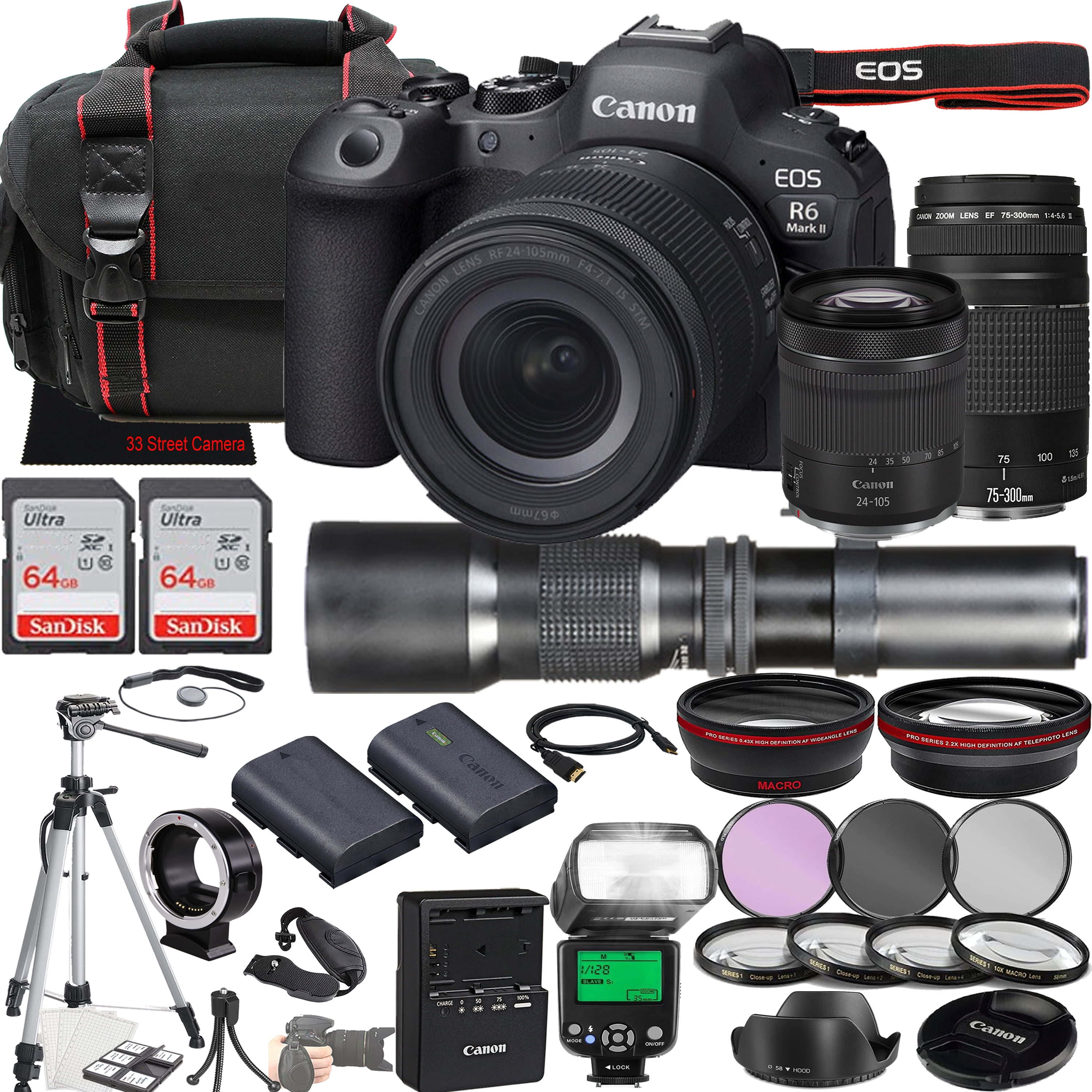 Canon EOS R6 Mark II Mirrorless Camera with Lenses & Accessories, Zoom ...