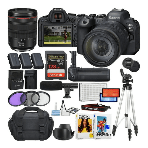 Canon EOS R6 II Camera w/ RF 24-105mm Lens, 128GB, LED Light & More ...