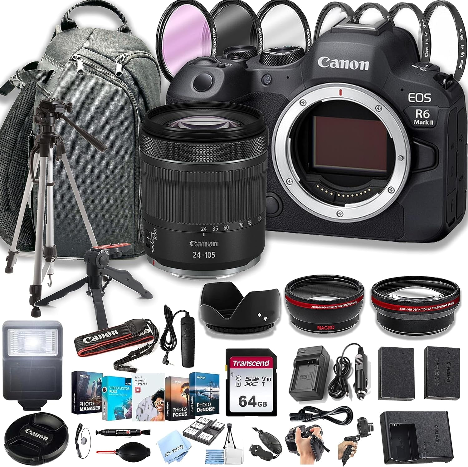 Canon EOS R6 Mark II Camera Professional Photo Bundle, Black - Walmart.com