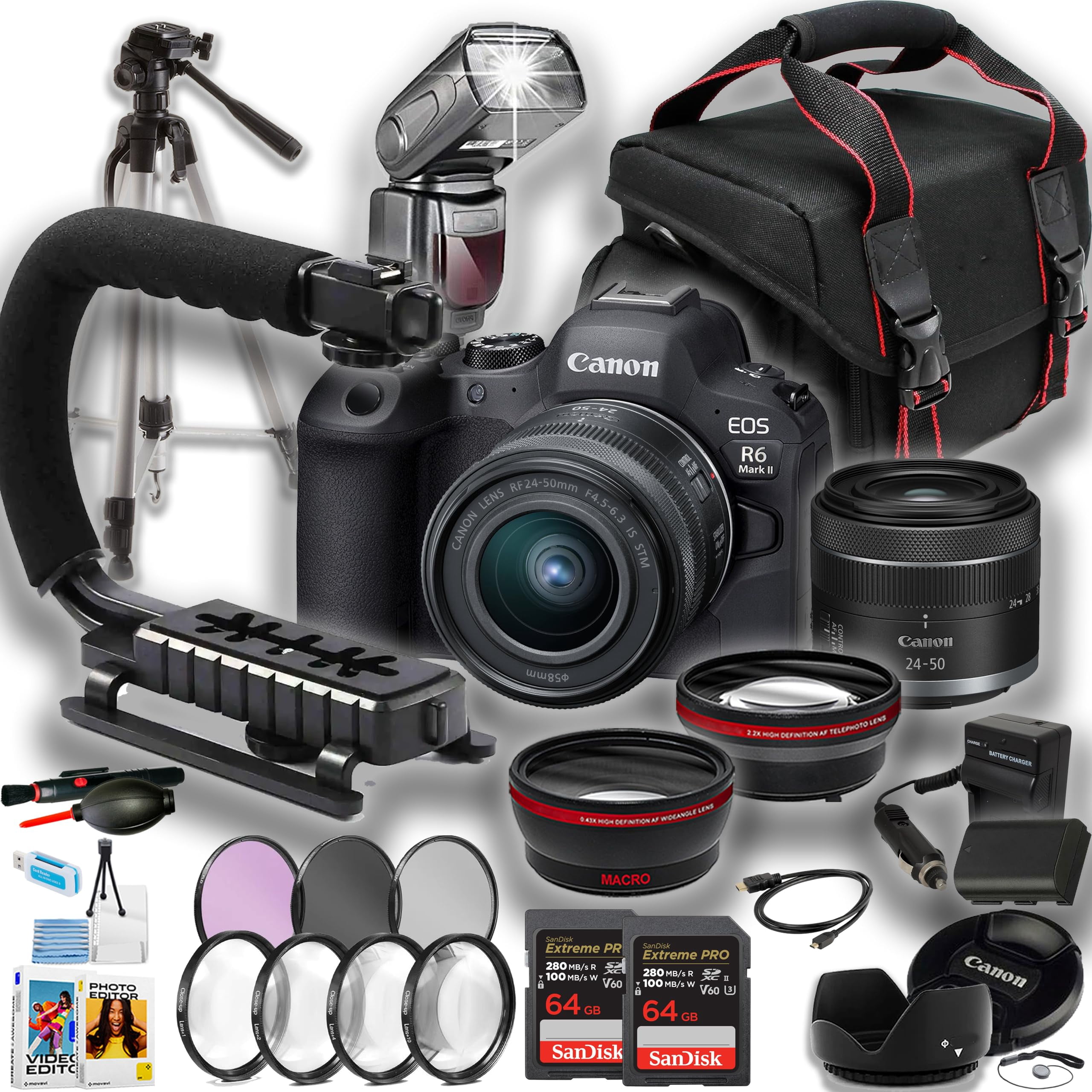 Canon EOS R6 Mark II Mirrorless Camera with 24-50mm + 2X Sandisk 64GB ...