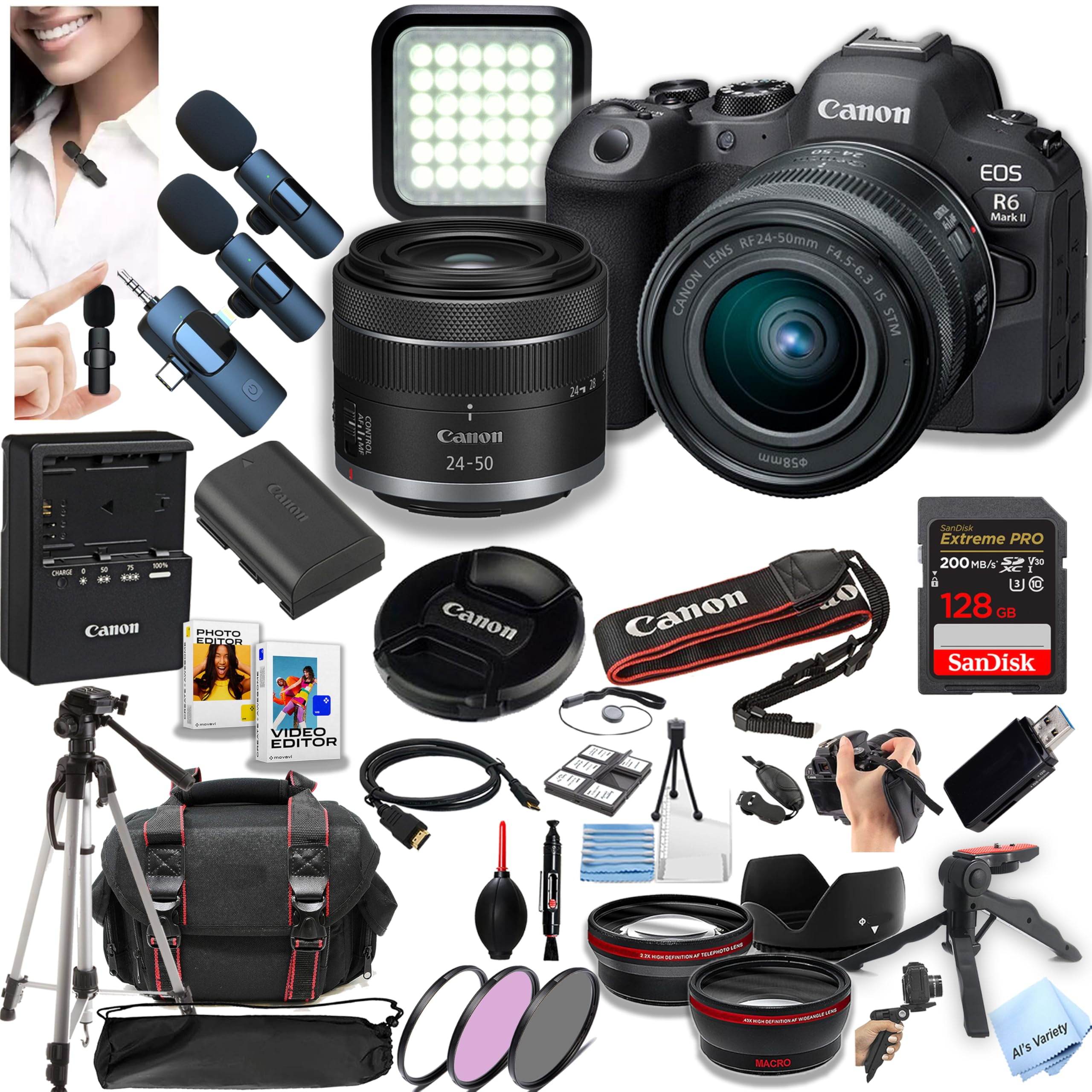 Canon EOS R6 Mark II Mirrorless Camera with 24-50mm Lens + 128GB ...