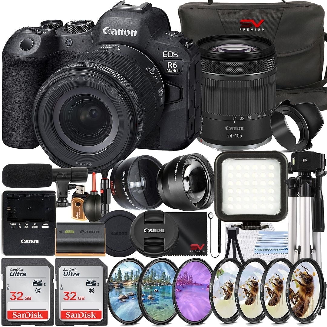 Canon EOS R6 Mark II Mirrorless Camera with RF 24-105mm Lens + 2 Pack ...