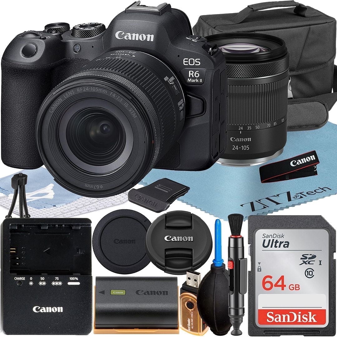 Canon EOS R6 Mark II Mirrorless Camera with RF 24-105mm Lens + SanDisk ...