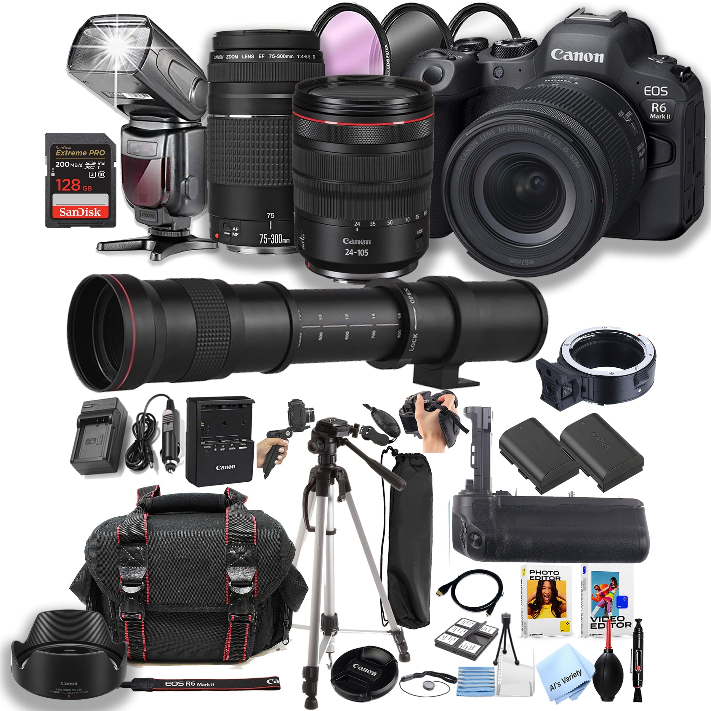 Canon EOS R6 Mark II with RF 24-105mm, 75-300mm III, 420-800mm ...