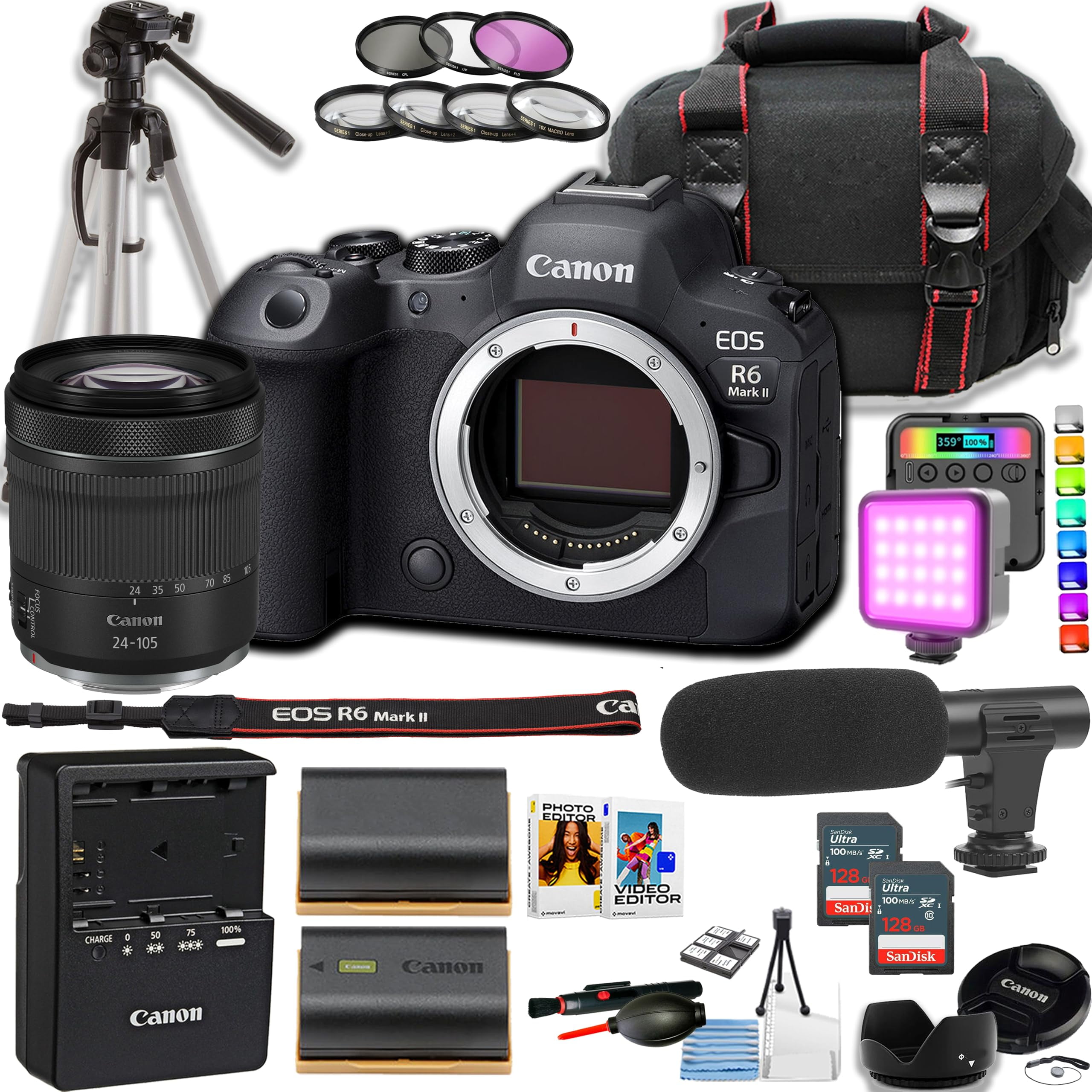 Canon EOS R6 Mark II w/24-105mm STM Lens + Camera Case + Directional ...