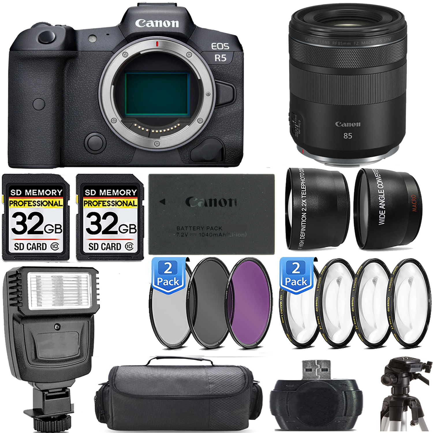 Canon EOS R6 Mirrorless Camera +85mm f/2 Macro IS STM Lens +Flash- Kit ...