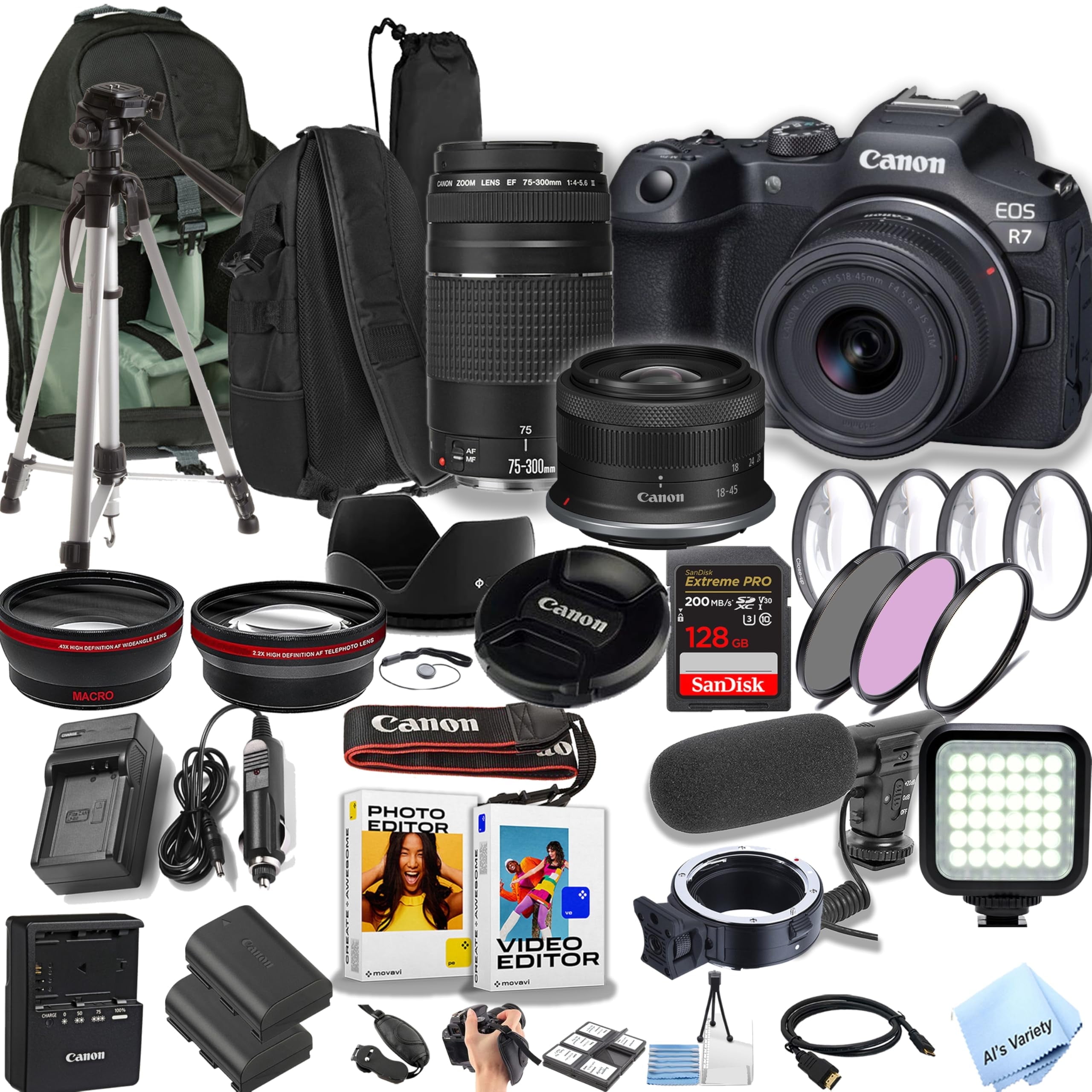 Canon EOS R7 Dual Pixel CMOS AF II Digital Camera 2 Lens Kit with ...