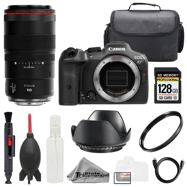 Canon EOS R7 Camera + RF 100mm f/2.8L Macro IS USM Lens +128GB+ Bag+ UV ...