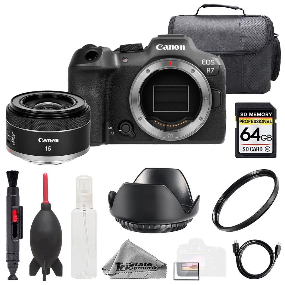 Canon EOS R7 Camera + RF 16mm f/2.8 STM Lens +64GB + Bag+ UV Filter ...