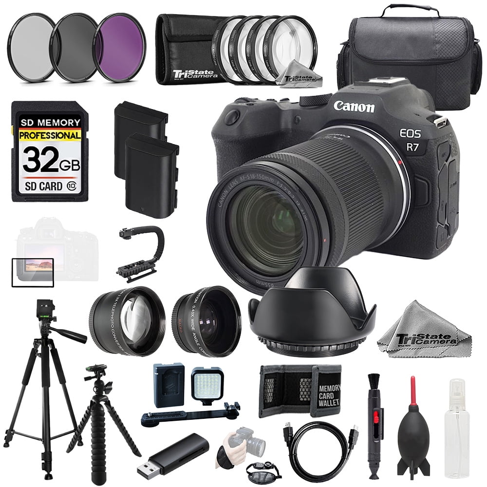 Canon EOS R7 Camera w/ RF-S 18-150mm Lens +32GB +Ext Bat+ 9 PC Filter ...