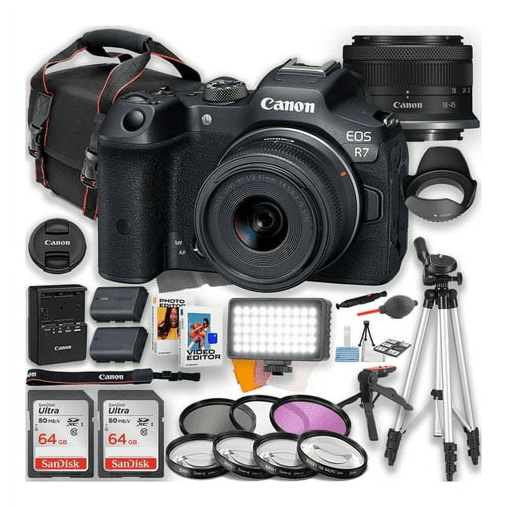 Canon EOS R7 Mirrorless Camera with 18-45mm IS STM Lens and LED Video ...