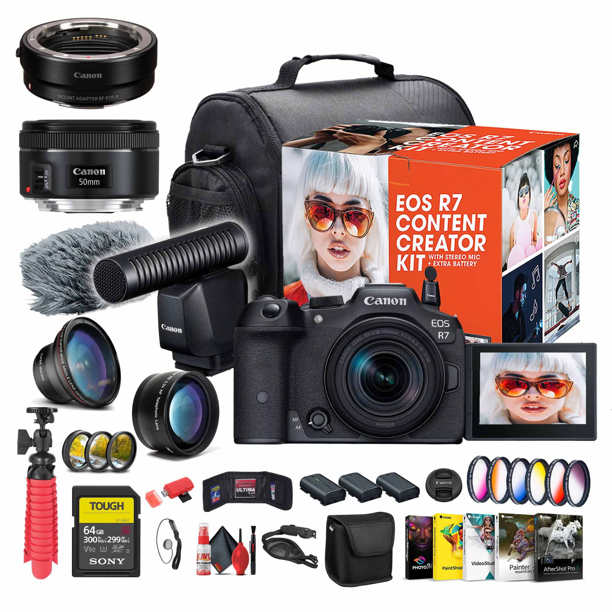 Canon EOS R7 Mirrorless Camera with 18-45mm Lens Content Creator Kit ...