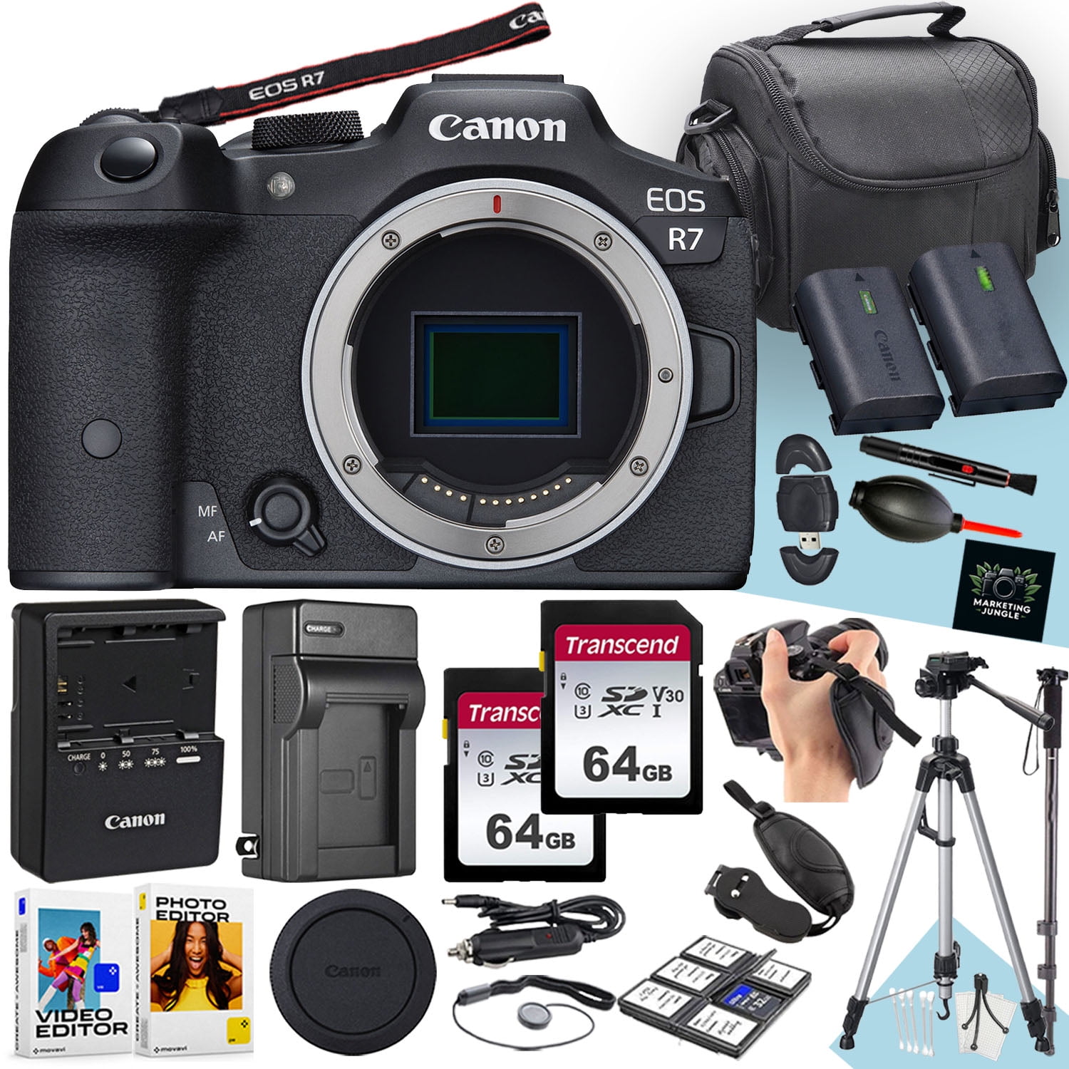Canon EOS R7 Mirrorless Camera (Body Only) + 128 GB Memory + Tripod ...