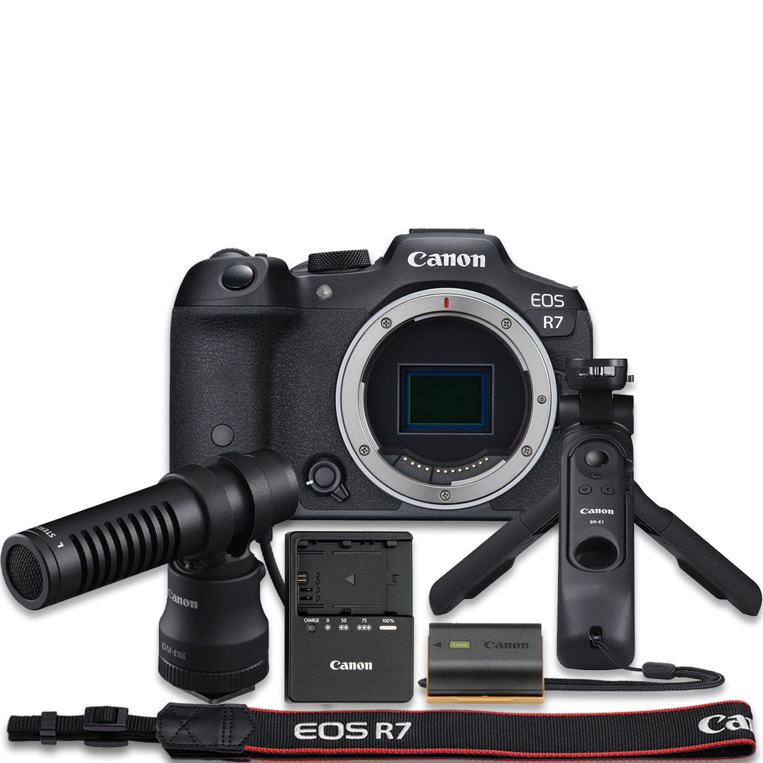 Canon EOS R7 Mirrorless Camera (Body Only) with DM-E100 Microphone + HG ...