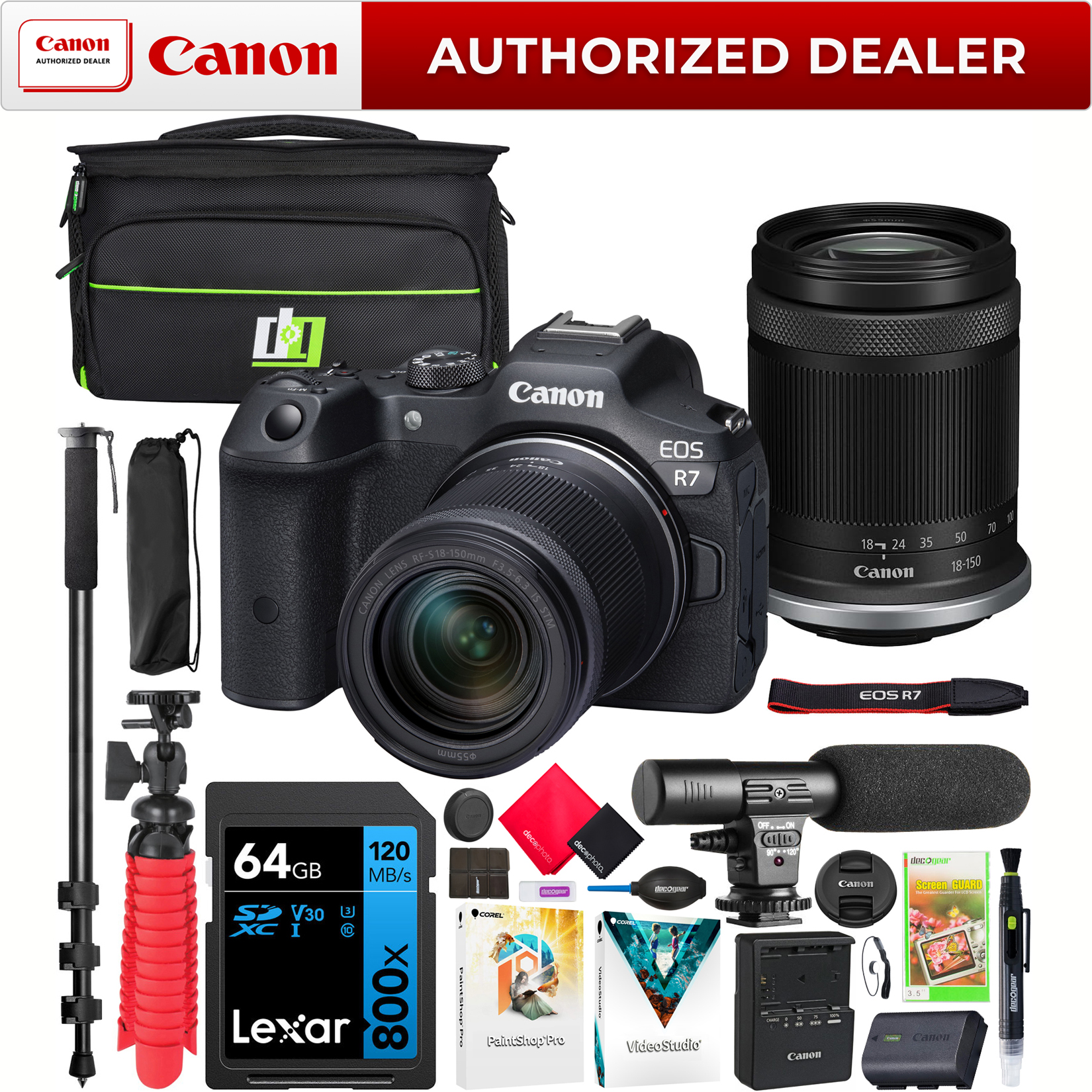 Canon EOS R7 Mirrorless Camera with 18-150mm Lens Content Vlogging Kit ...