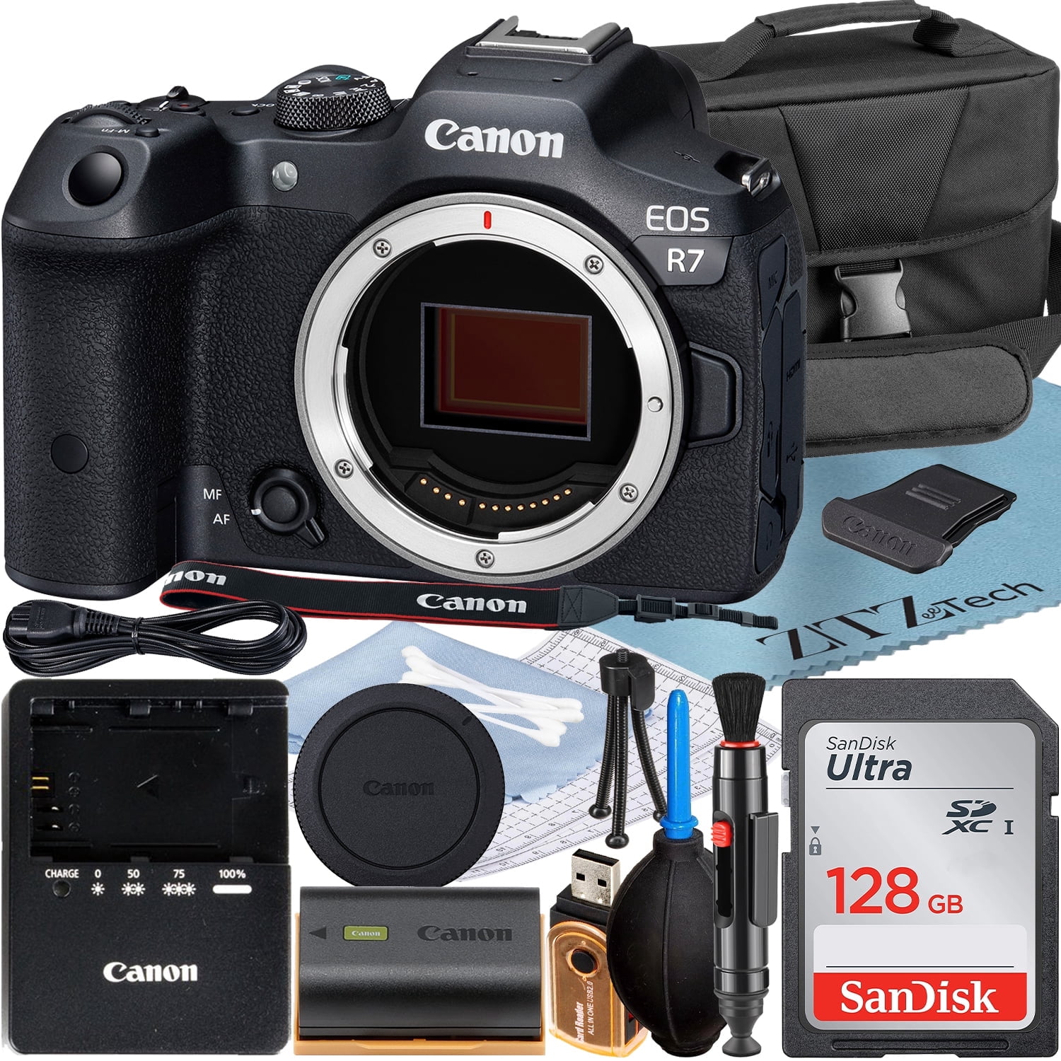 Canon EOS R7 Mirrorless Camera (Body) with 4K 60 Video + SanDisk 128GB ...