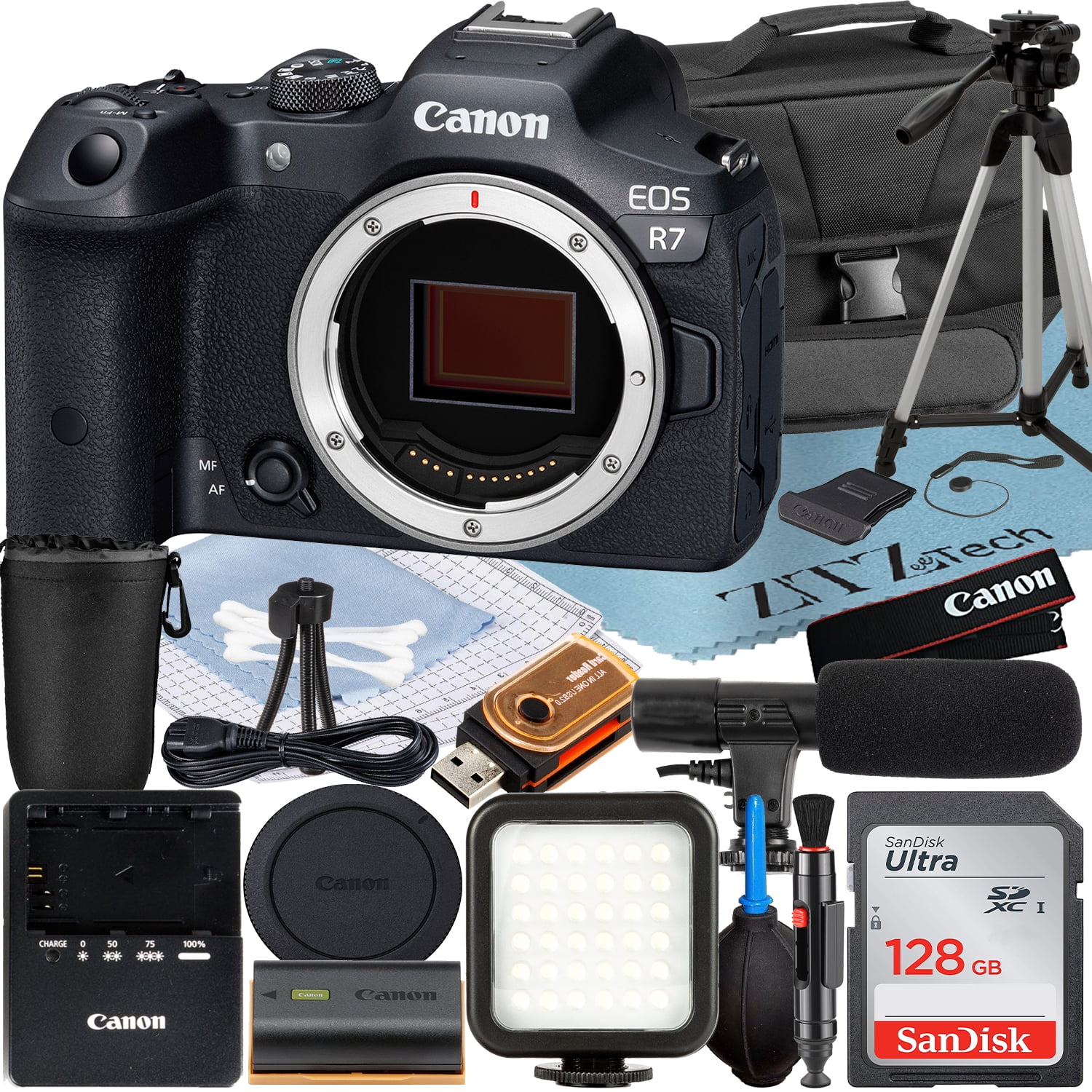 Canon EOS R7 Mirrorless Camera (Body) with SanDisk 128GB Memory Card ...