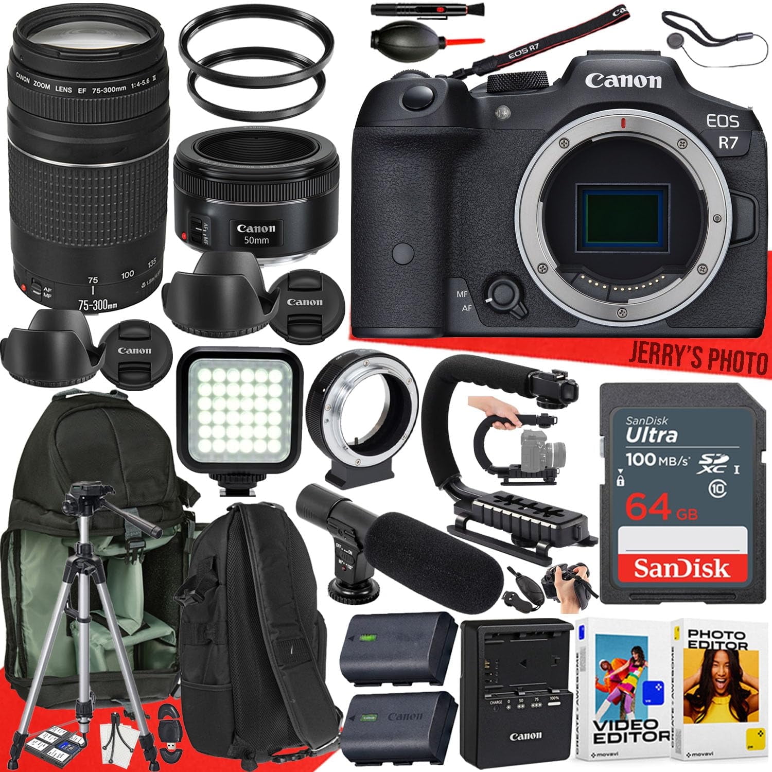 Canon EOS R7 Mirrorless Camera with Canon EF 50mm f/1.8 STM and EF 75 ...