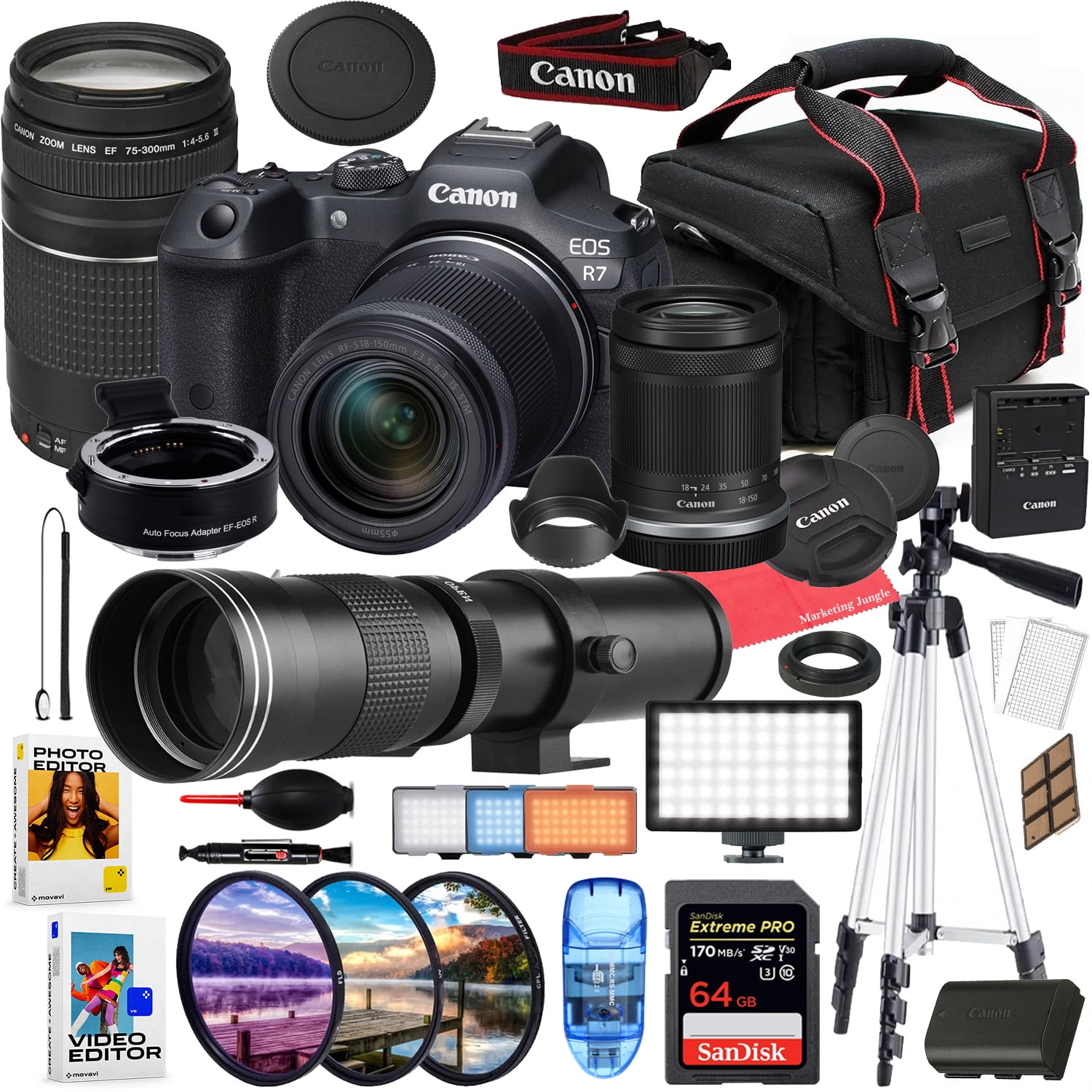 Canon EOS R7 Mirrorless Camera with RF-S 18-150mm & EF 75-300mm Lens ...