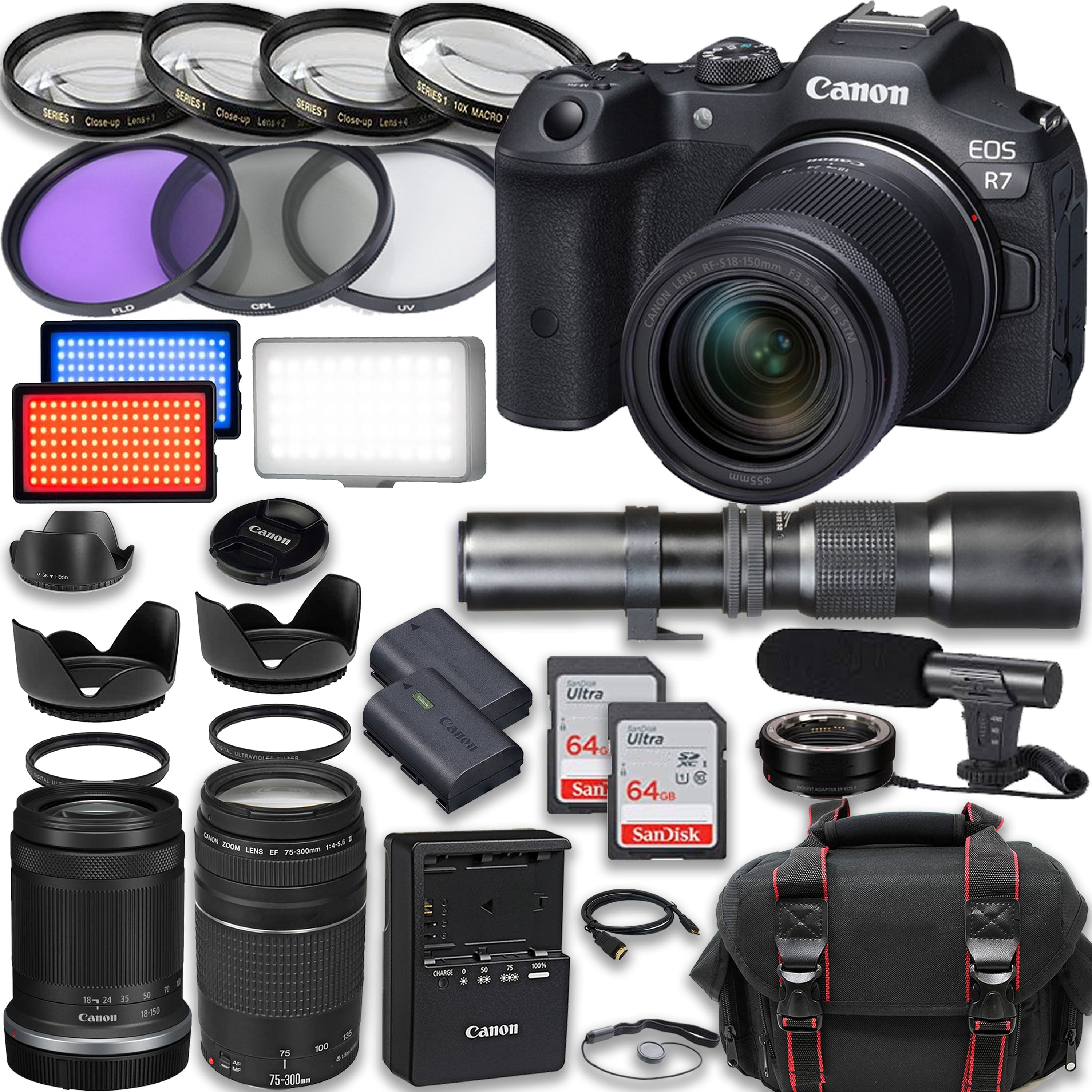Canon EOS R7 Mirrorless Camera with RF-S 18-150mm IS STM + EF 75-300mm ...
