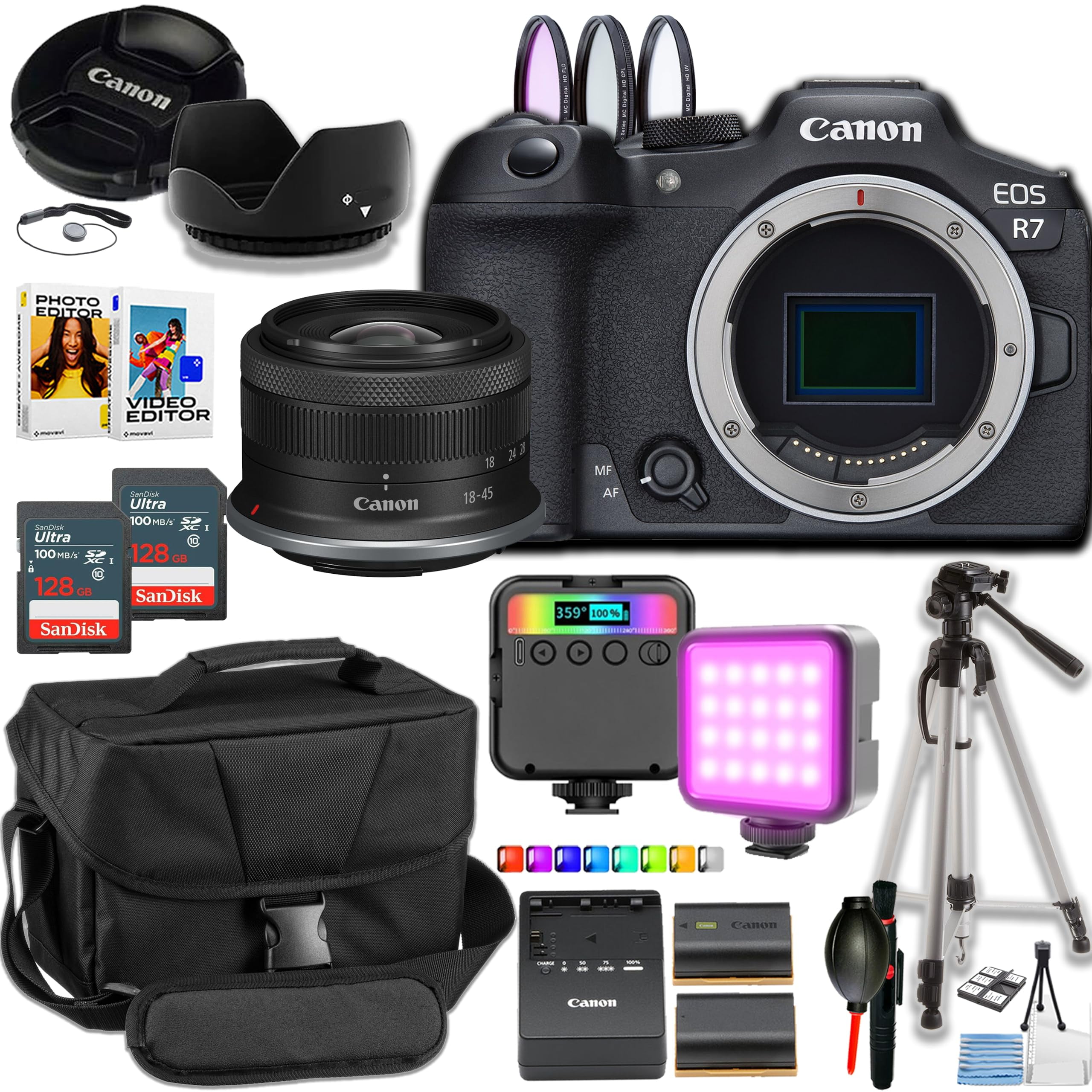 Canon EOS R7 Mirrorless Camera w/18-45mm Lens + Camera Case + 50 inch ...
