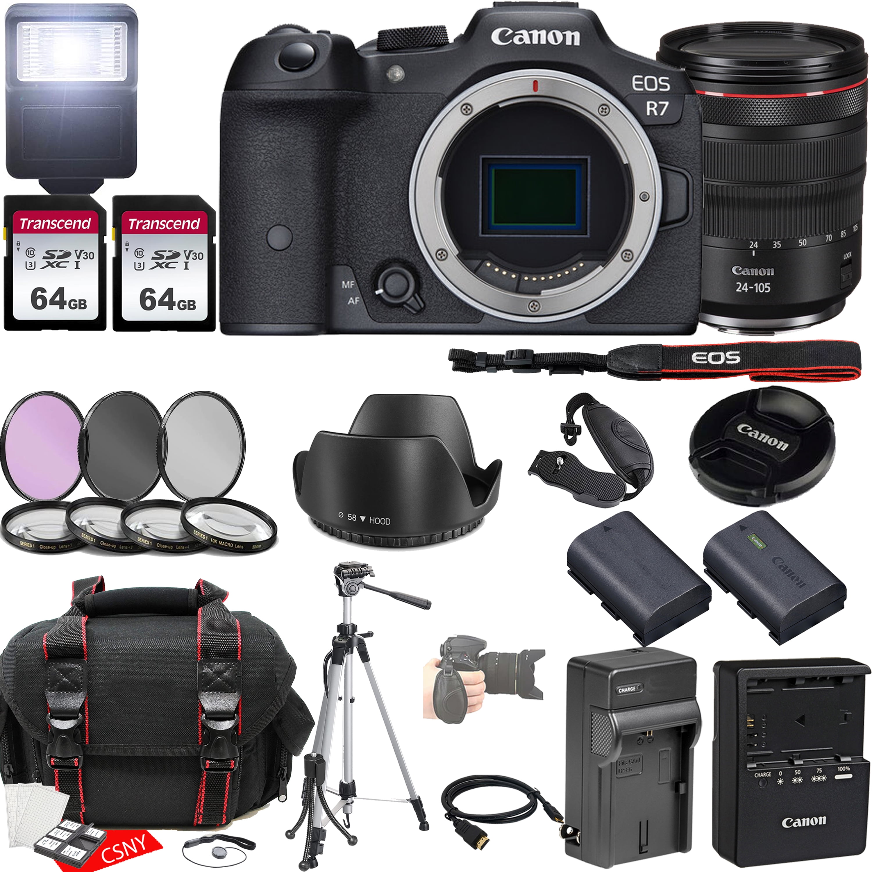 Canon EOS R7 Mirrorless Camera w/RF 24-105mm f/4 L IS USM Lens + 2X ...