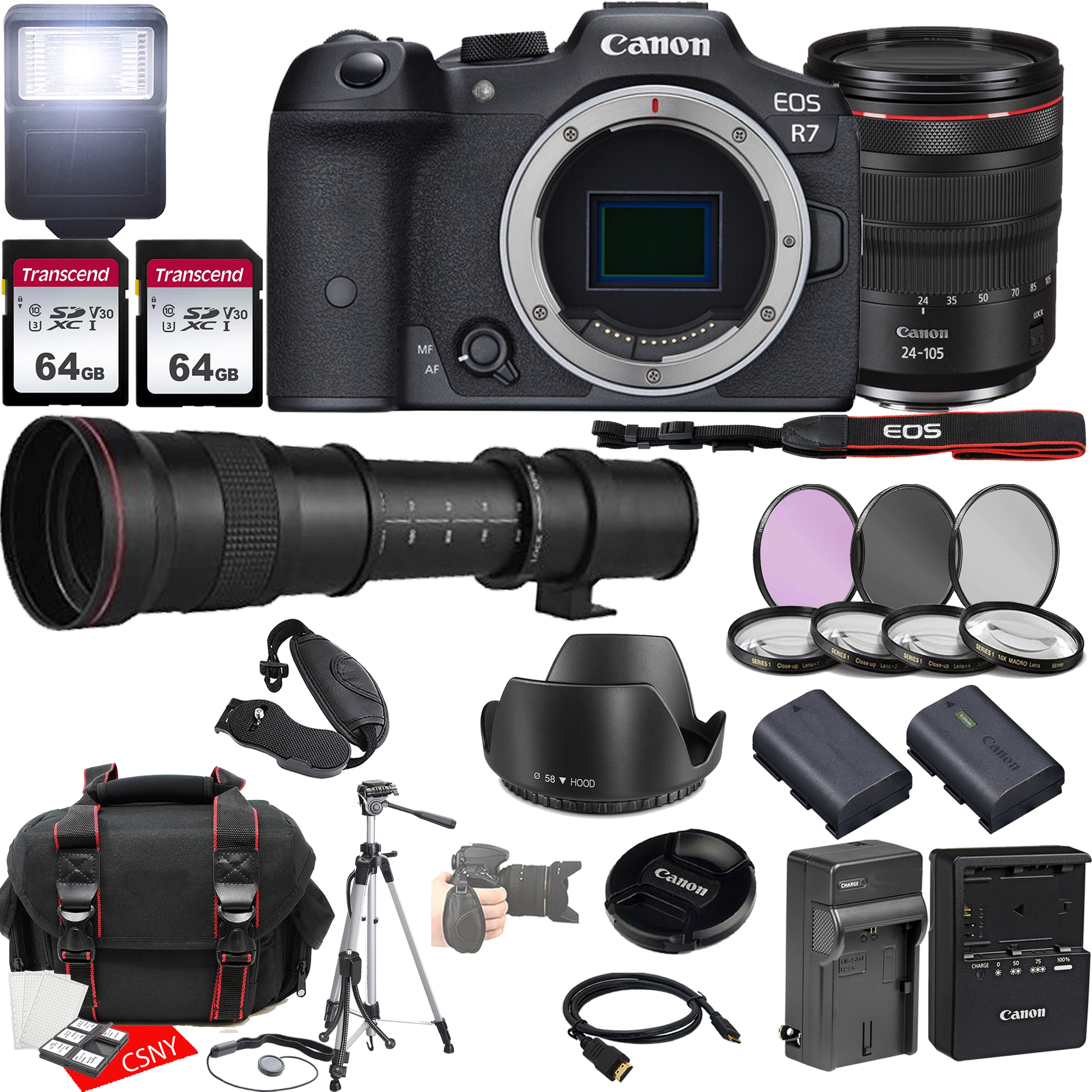 Canon EOS R7 Mirrorless Camera w/RF 24-105mm f/4 L IS USM Lens + 420 ...