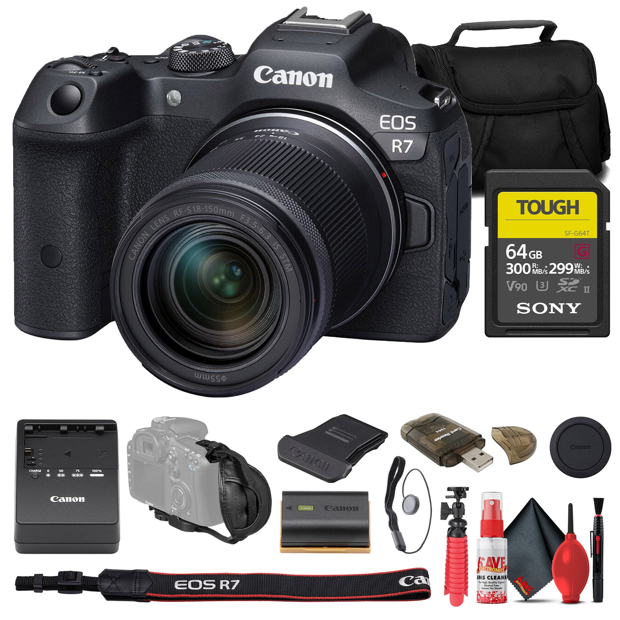 Canon EOS R7 Mirrorless Camera with 18-150mm Lens (5137C009) + Sony ...