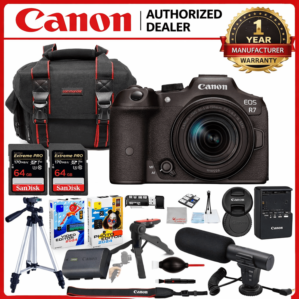 Canon EOS R7 Mirrorless Camera with 18-150mm Lens Bundle with Commander ...