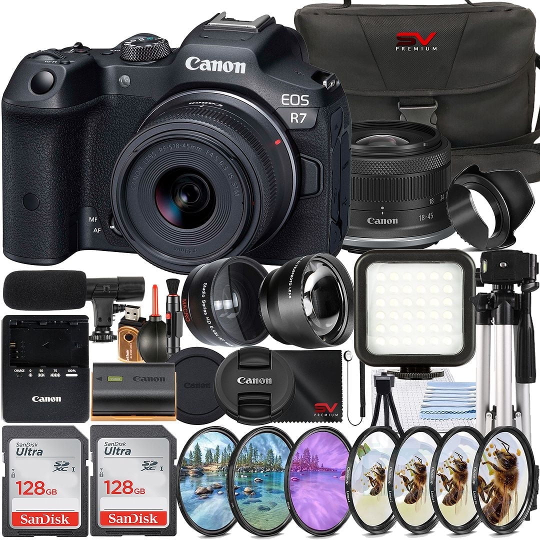 Canon EOS R7 Mirrorless Camera with 2 Pack SanDisk 128GB Memory Card ...