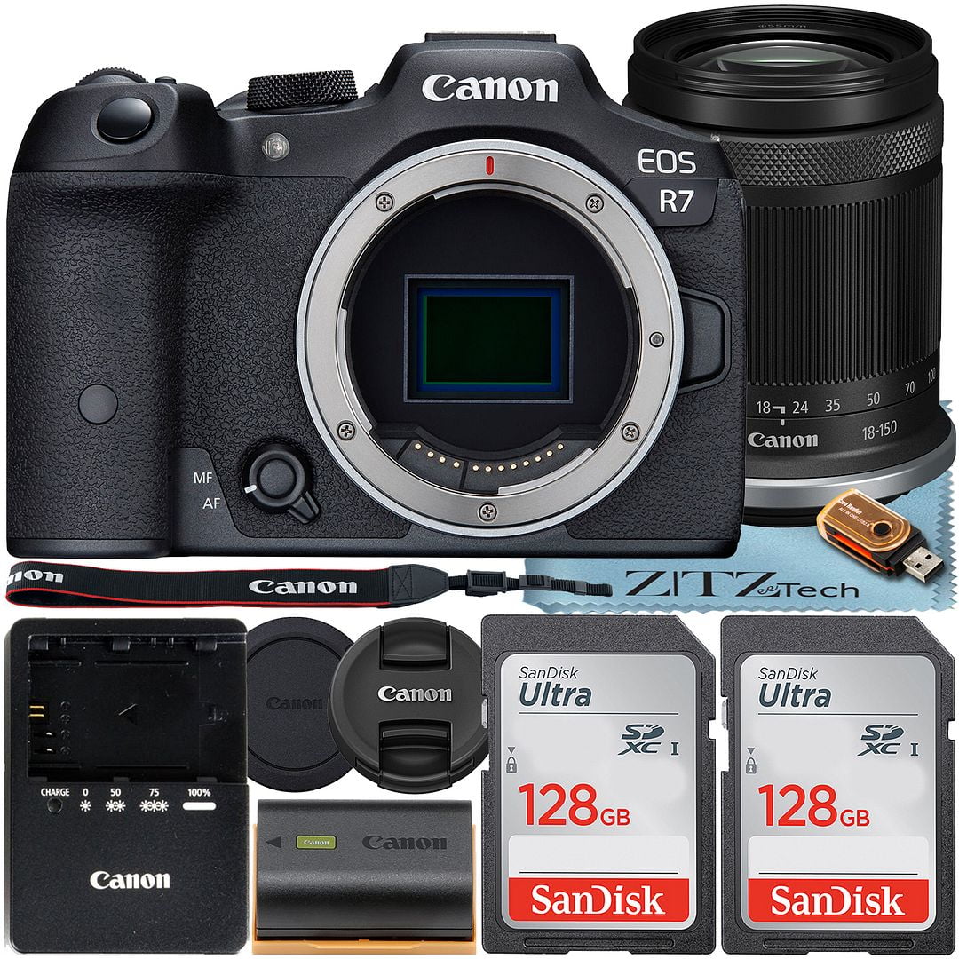 Canon EOS R7 Mirrorless Camera with RF-S 18-150mm Lens + 2x 128GB Cards ...