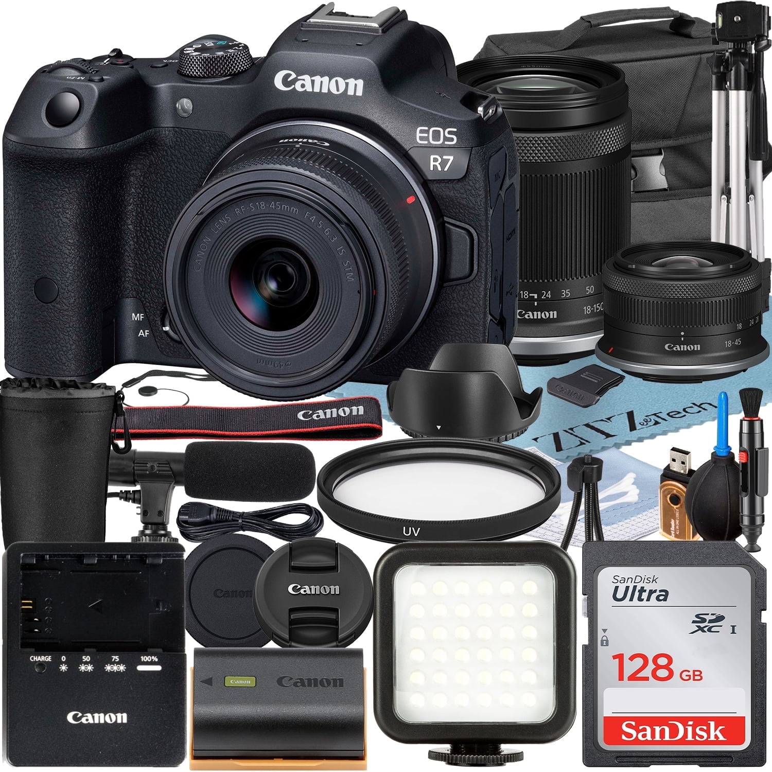 Canon EOS R7 Mirrorless Camera with RF-S 18-45mm + 18-150mm Lens ...