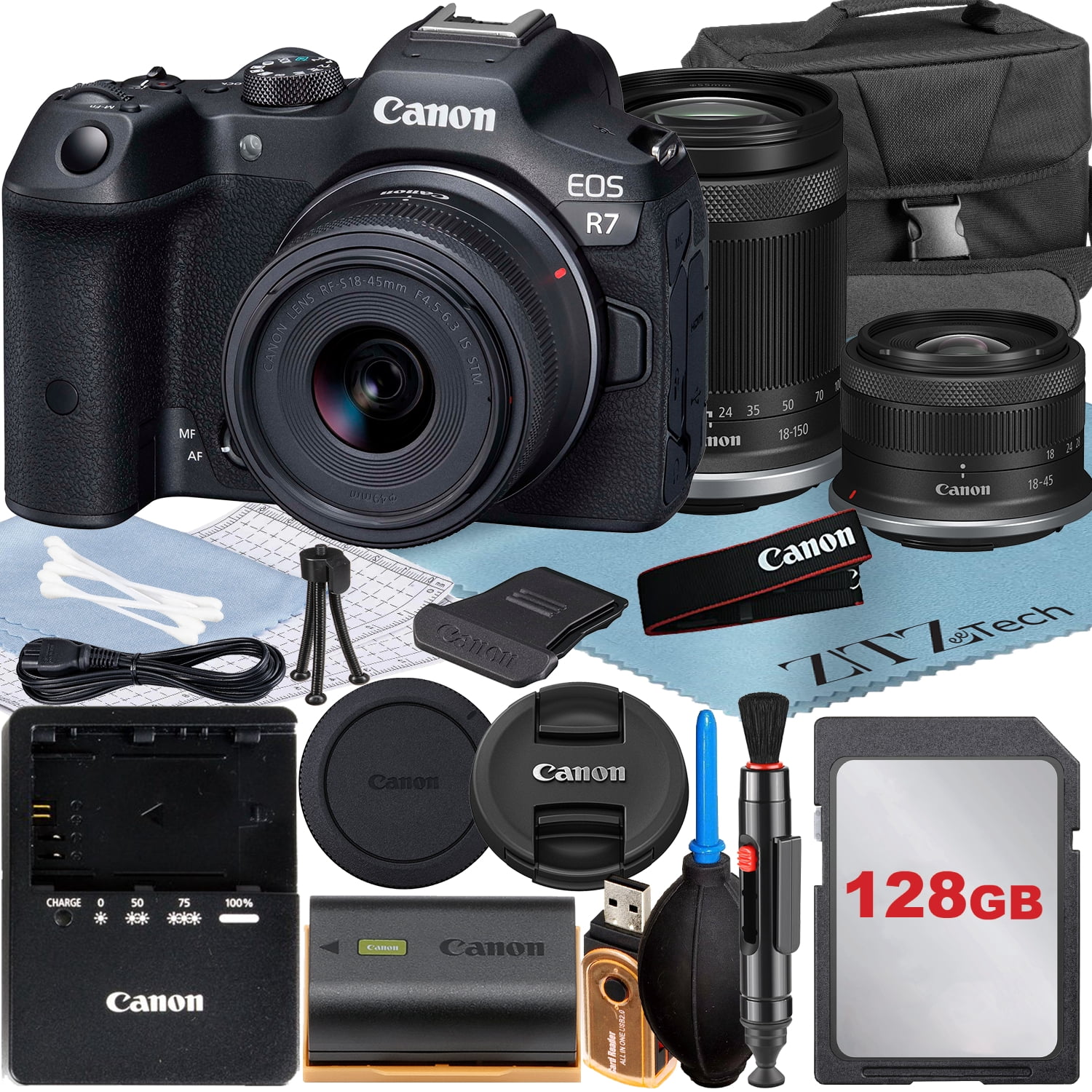 Canon EOS R7 Professional Body Camera with 18-45mm, 18-150mm Lenses ...