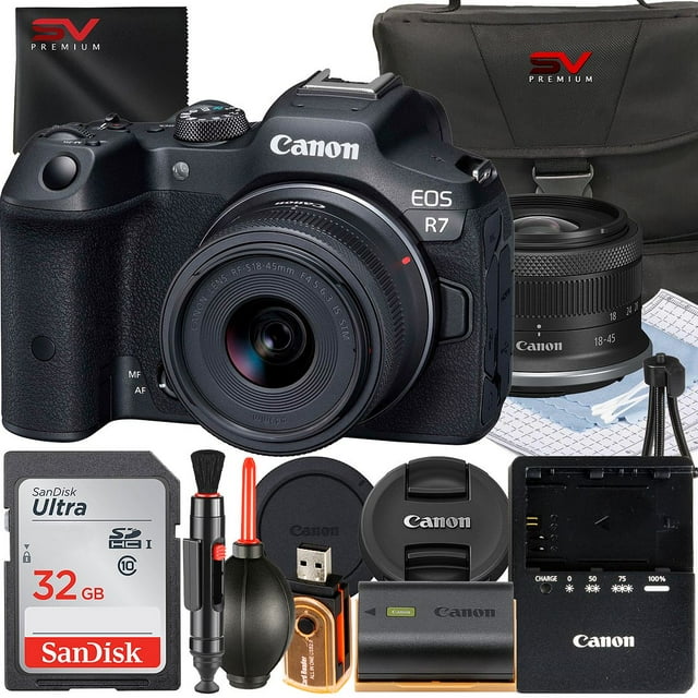 Canon EOS R7 Mirrorless Camera with RF-S 18-45mm Lens, 32GB SanDisk ...