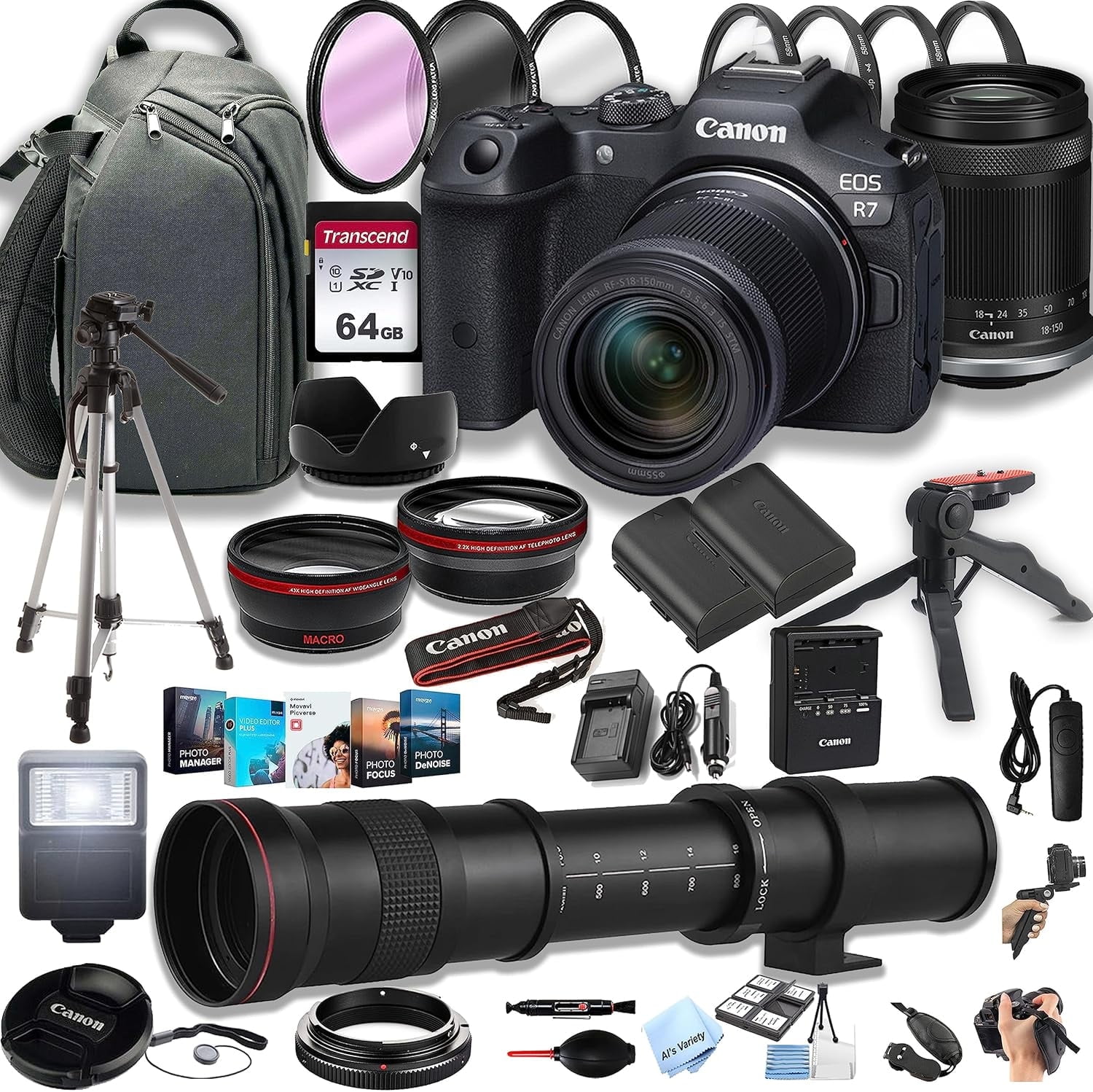 Canon EOS R7 with RF-S 18-150mm f/3.5-6.3 STM Lens, 420-800mm Super ...