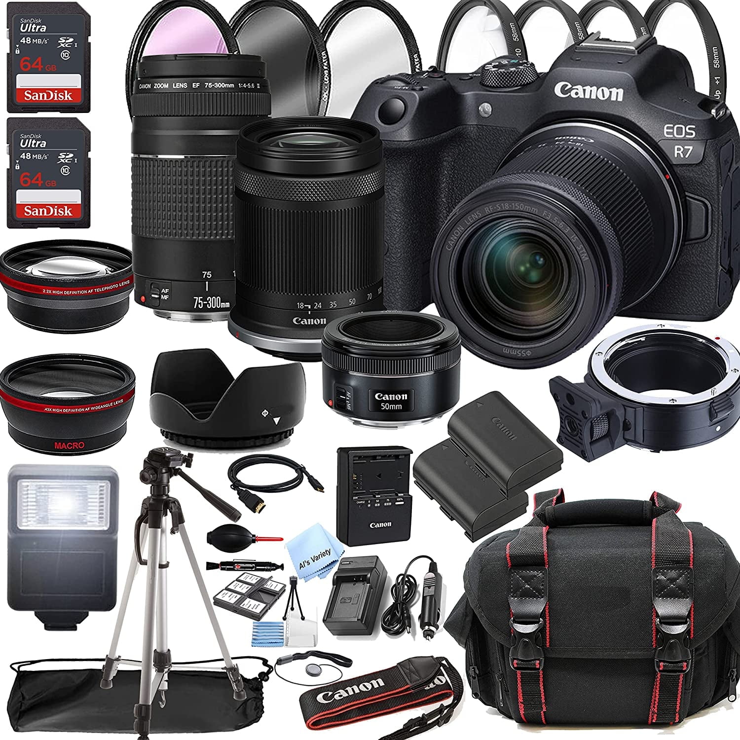 Canon EOS R7 Mirrorless Digital Camera with RF-S 18-150mm, 75-300mm ...