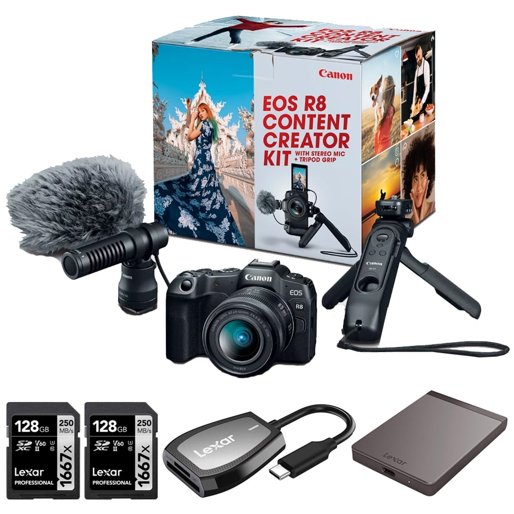 Canon EOS R8 Digital Camera Creator Kit with Bluetooth, 1TB SSD, 2x ...