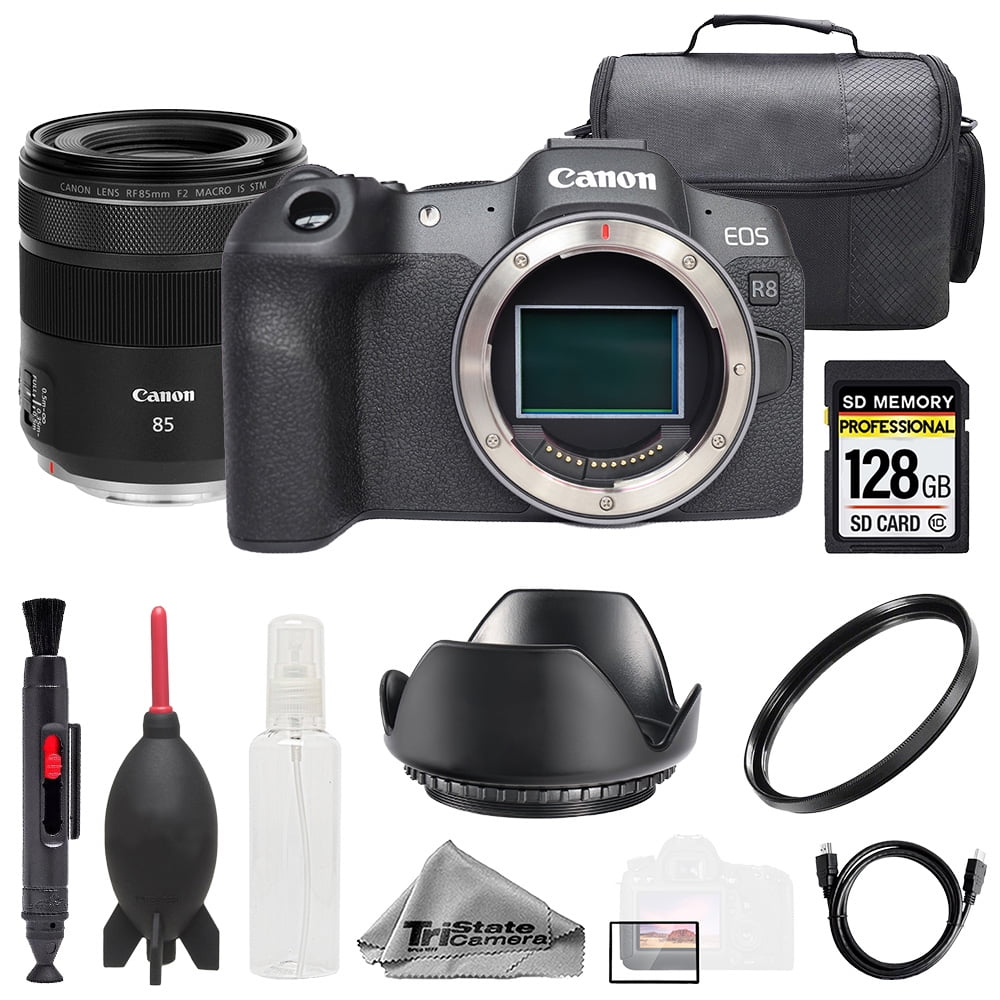 Canon EOS R8 Camera + RF 85mm f/2 Macro IS STM Lens +128GB+ Bag+ UV ...