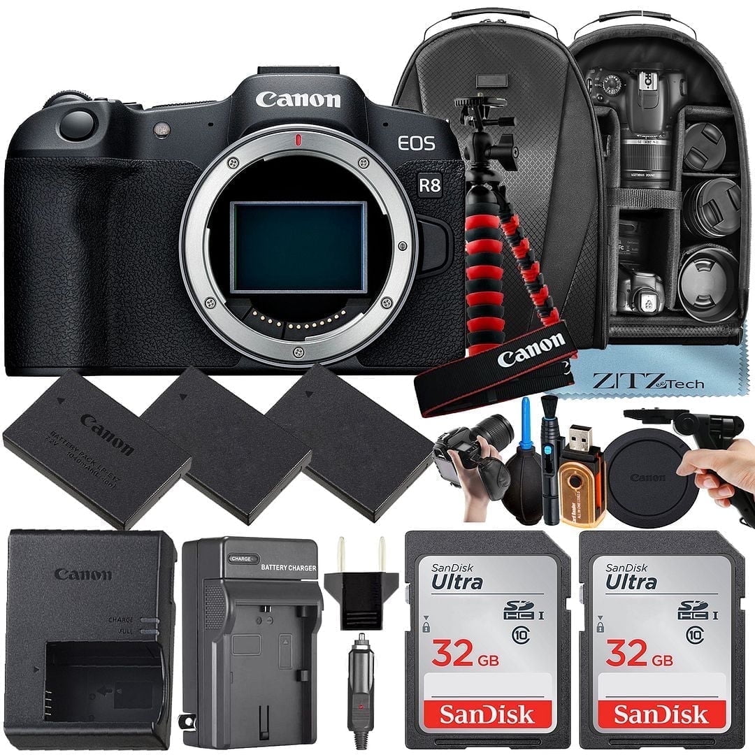 Canon EOS R8 Mirrorless Camera (Body Only) with 2 Pack 32GB SanDisk ...