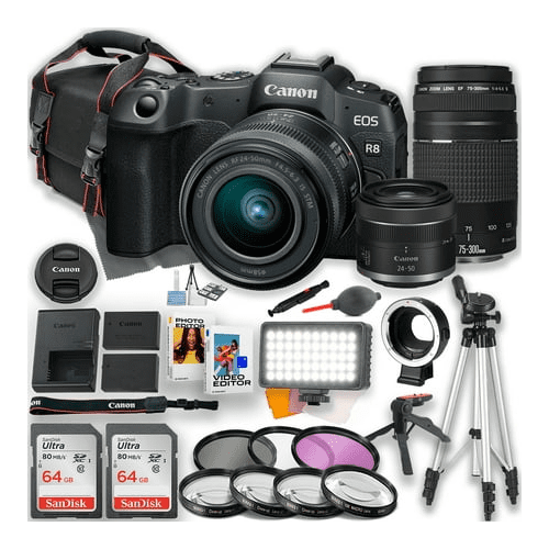Canon EOS R8 Mirrorless Camera with Canon RF 24-50mm Lens and EF 75 ...