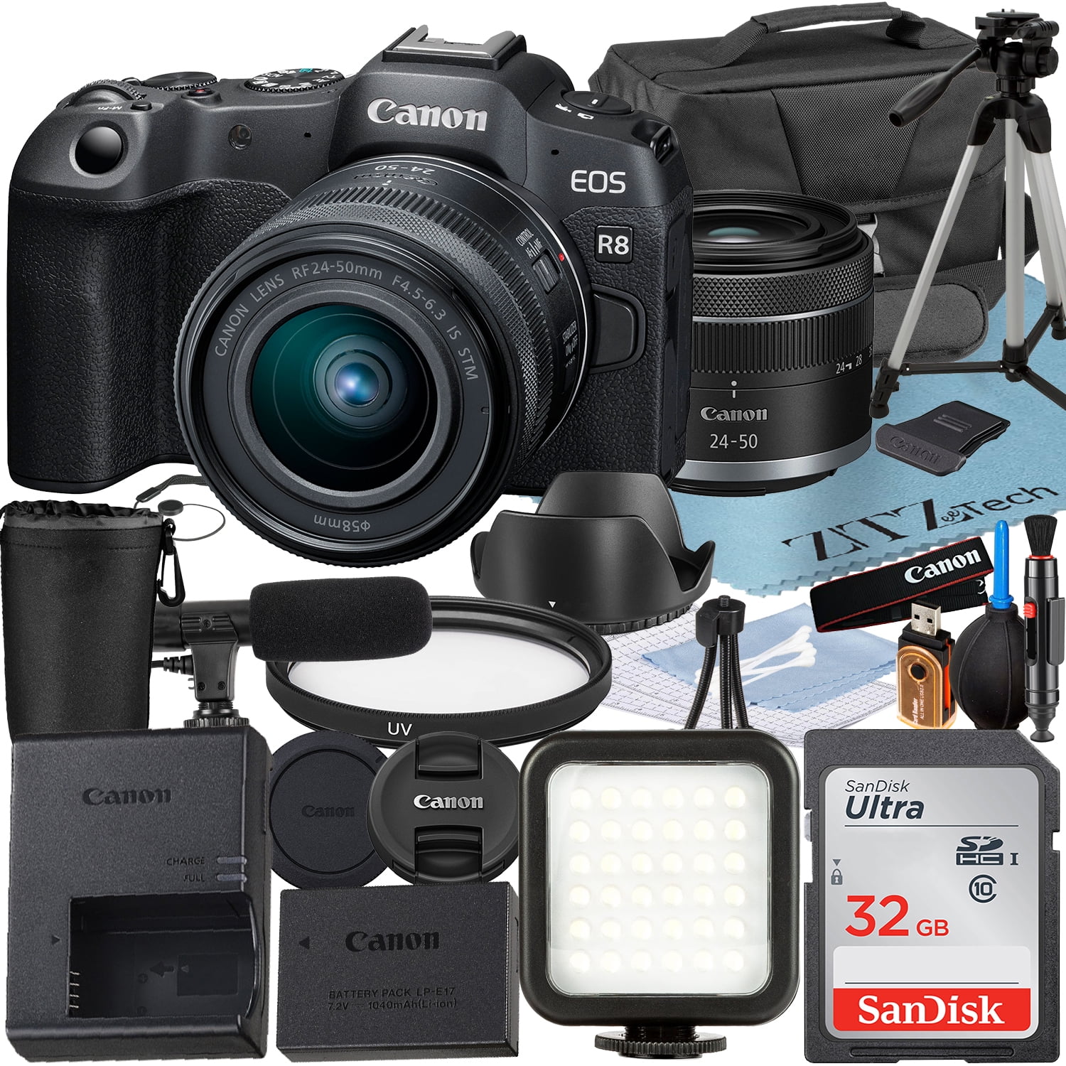 Canon EOS R8 Full-Frame Mirrorless Camera with RF 24-50mm Lens, SanDisk ...