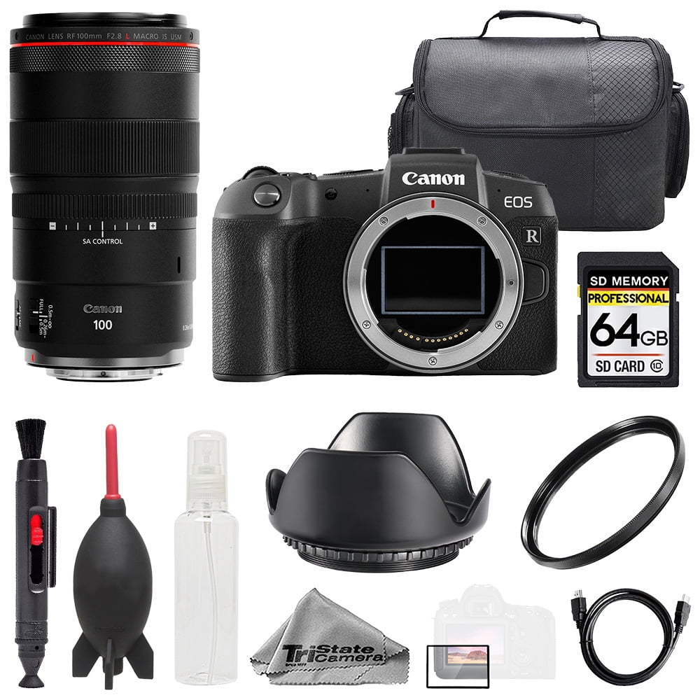 Canon EOS RP Camera + RF 100mm f/2.8L Macro IS USM Lens +64GB + Bag+ UV Filter- Basic Kit ...