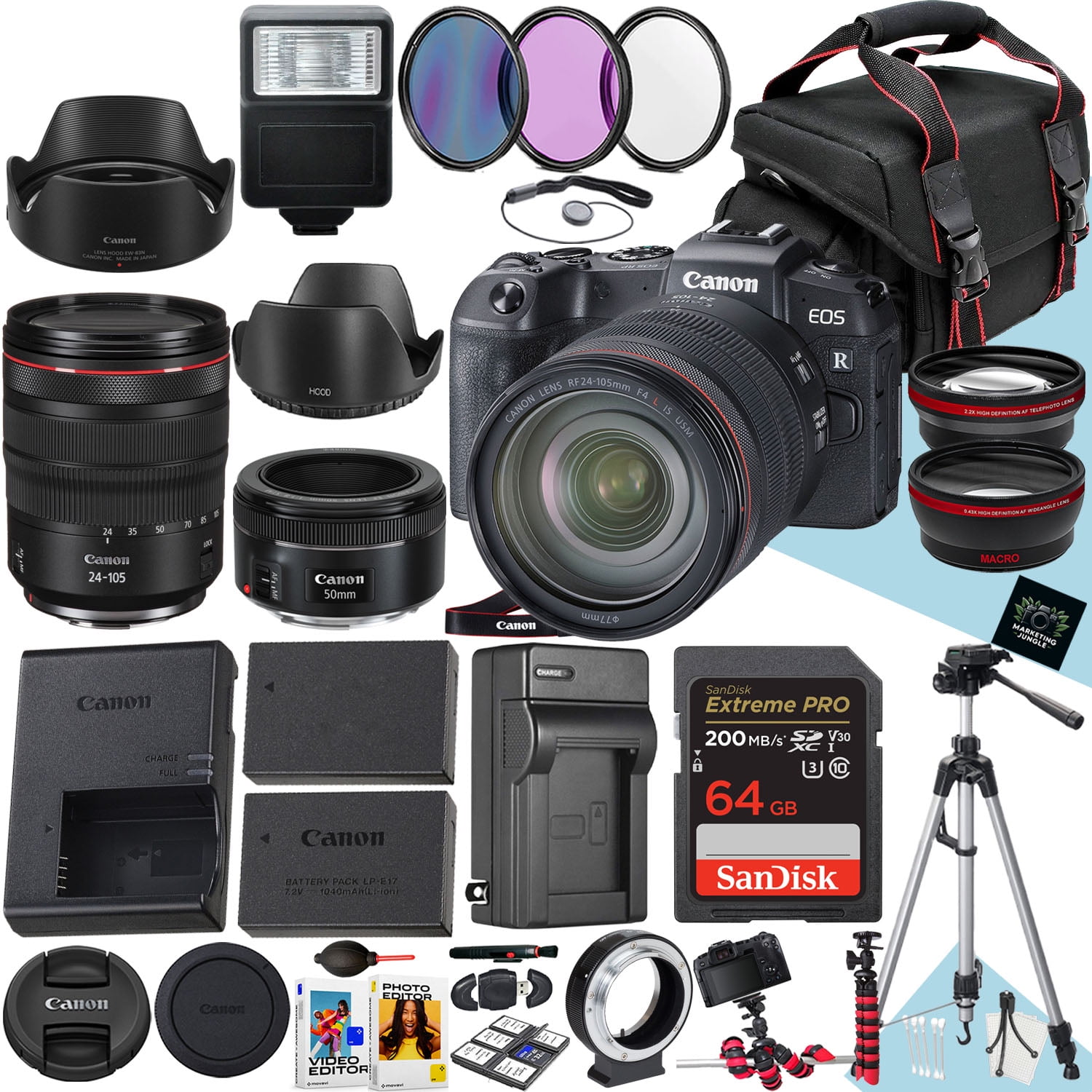 Canon EOS RP Mirrorless Camera With RF 24-105mm f/4 L IS USM And EF ...