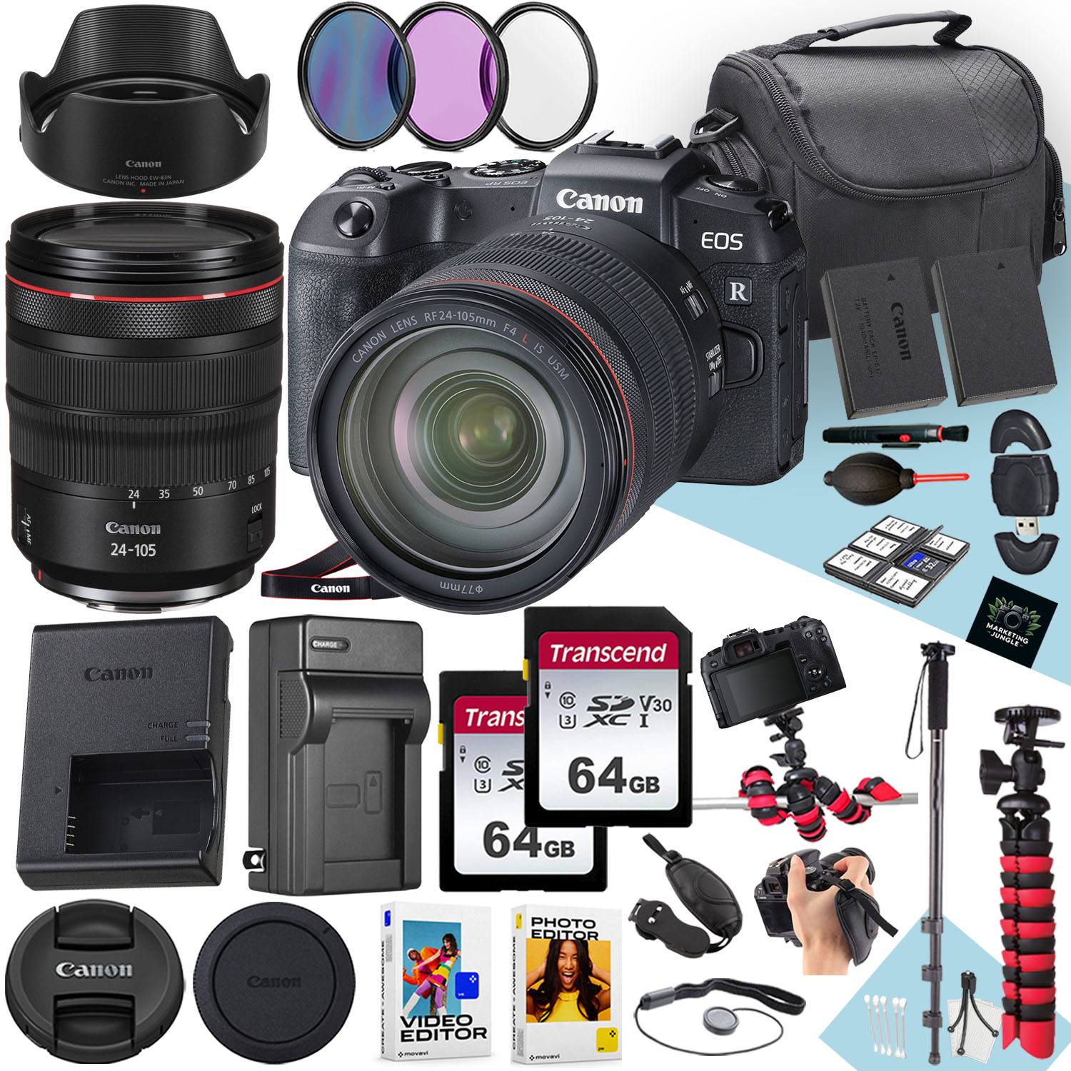Canon EOS RP Mirrorless Camera With RF 24-105mm f/4 L IS USM Lens + 128 ...