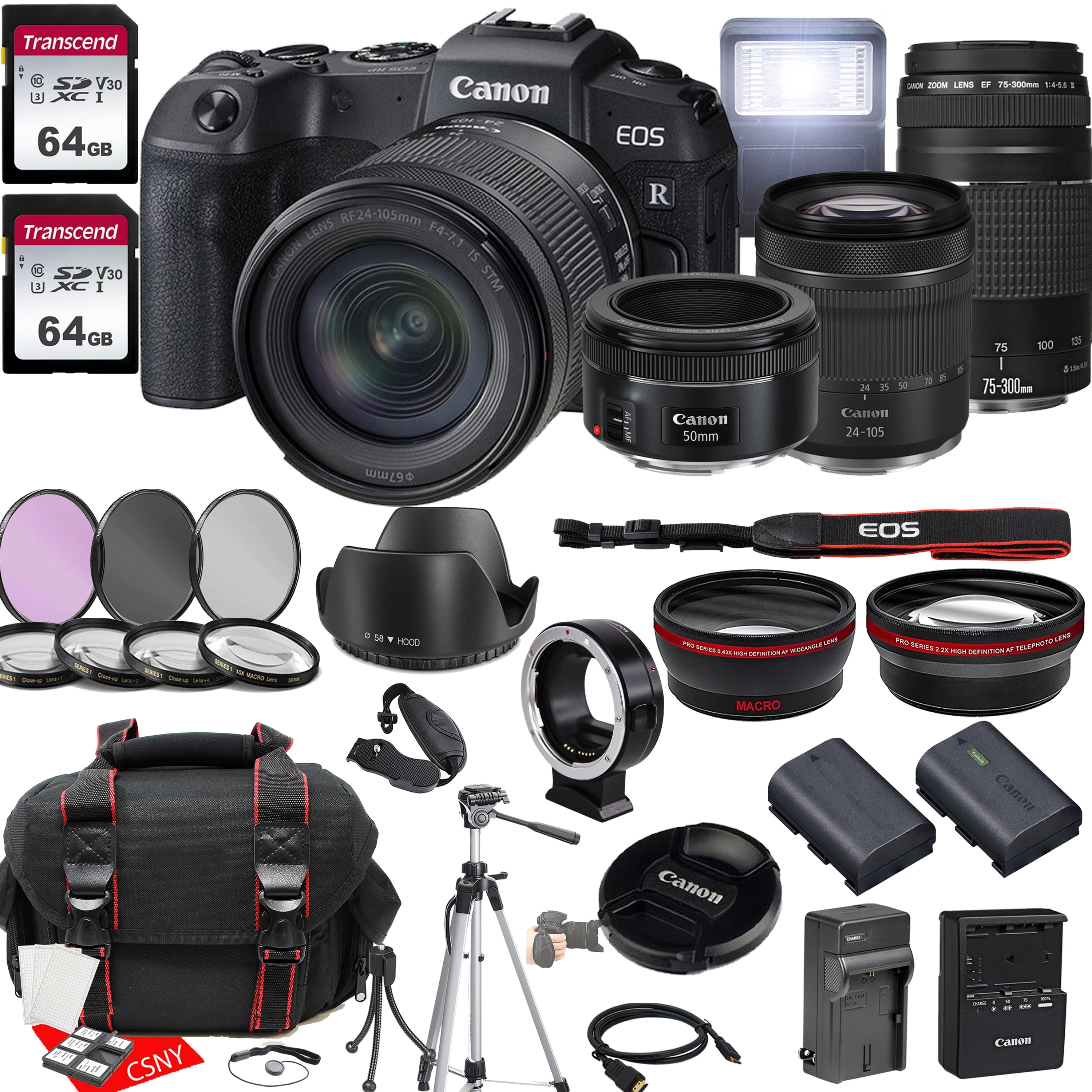 Canon EOS RP Mirrorless Camera w/RF 24-105mm f/4-7.1 IS STM Lens + EF ...